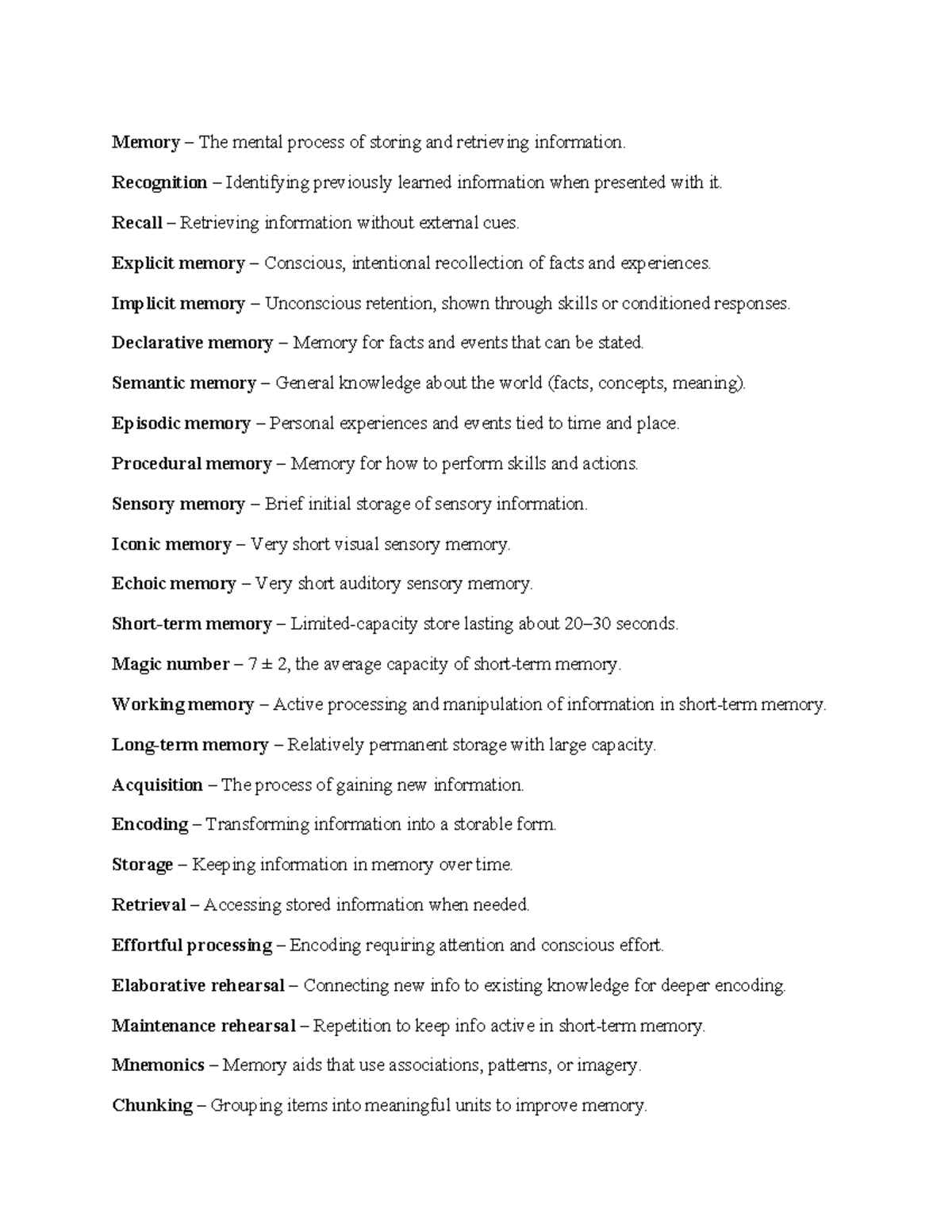 Psych Terms Overview: Key Concepts from Chapters 1-5 - Studocu