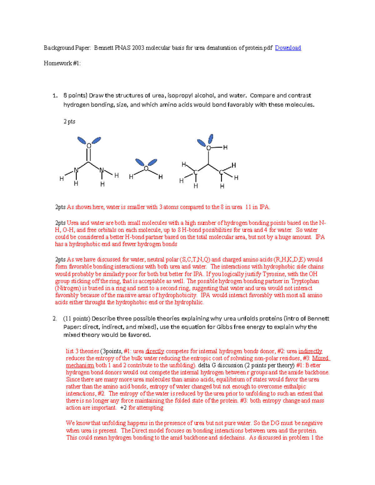 Homework 1: Urea's Role in Protein Denaturation - F24 - Studocu