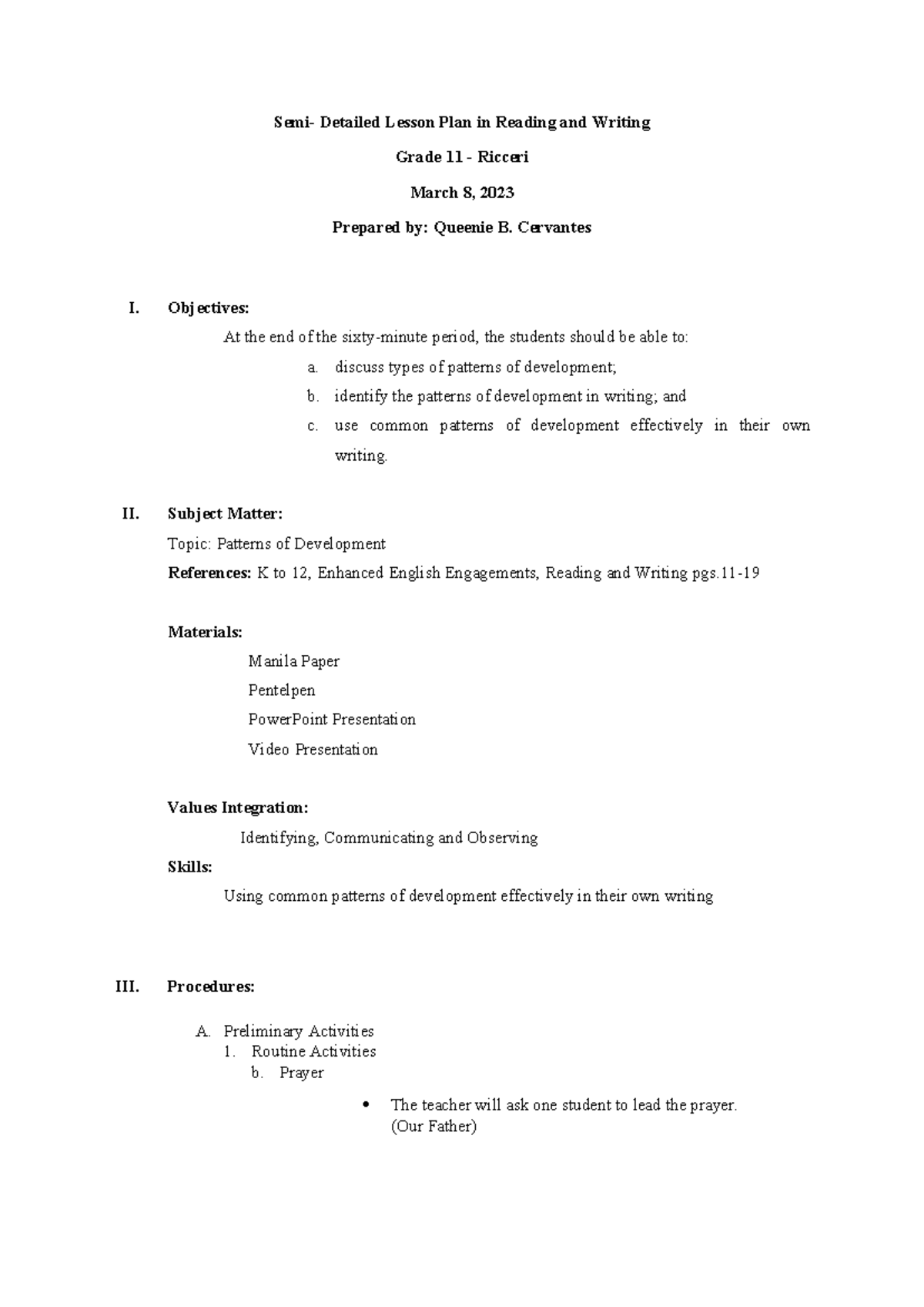 637971847 Lesson 3: Effective Patterns of Development in Writing - Studocu