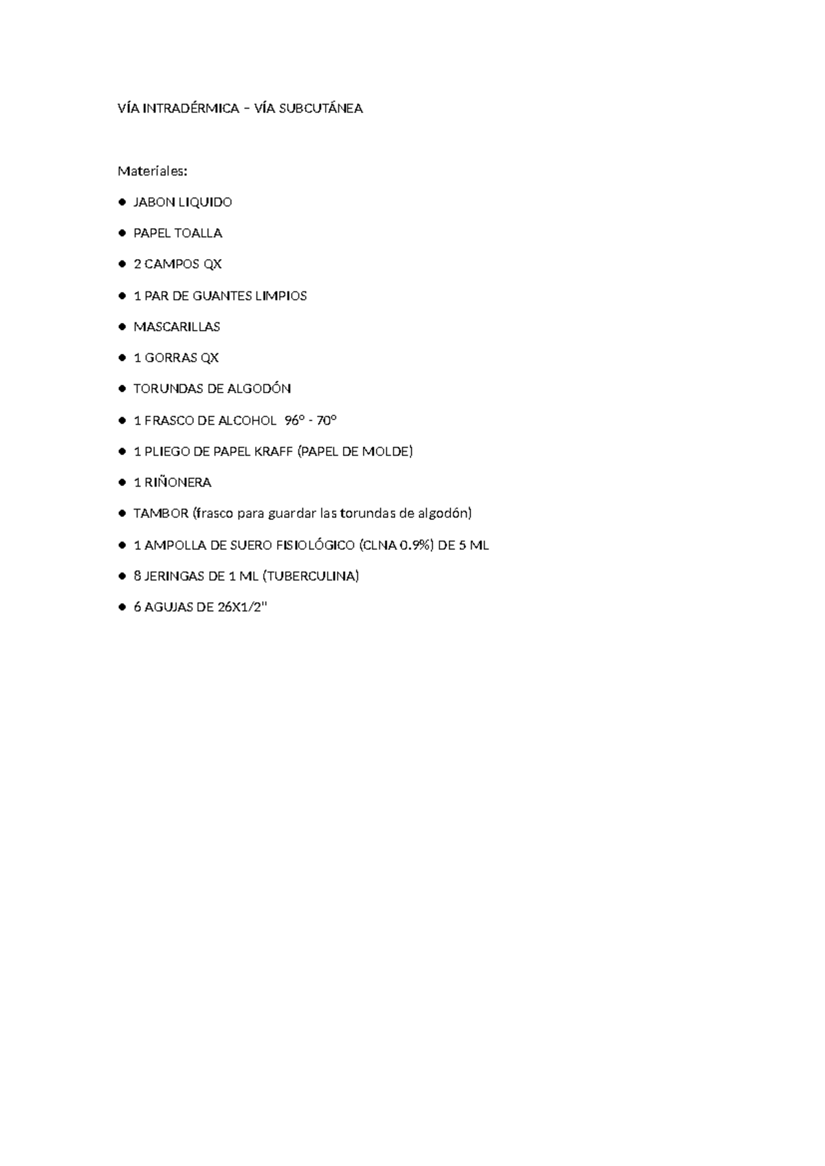 Materiales para Vías Intradérmica e Intramuscular - Práctica Clínica ...