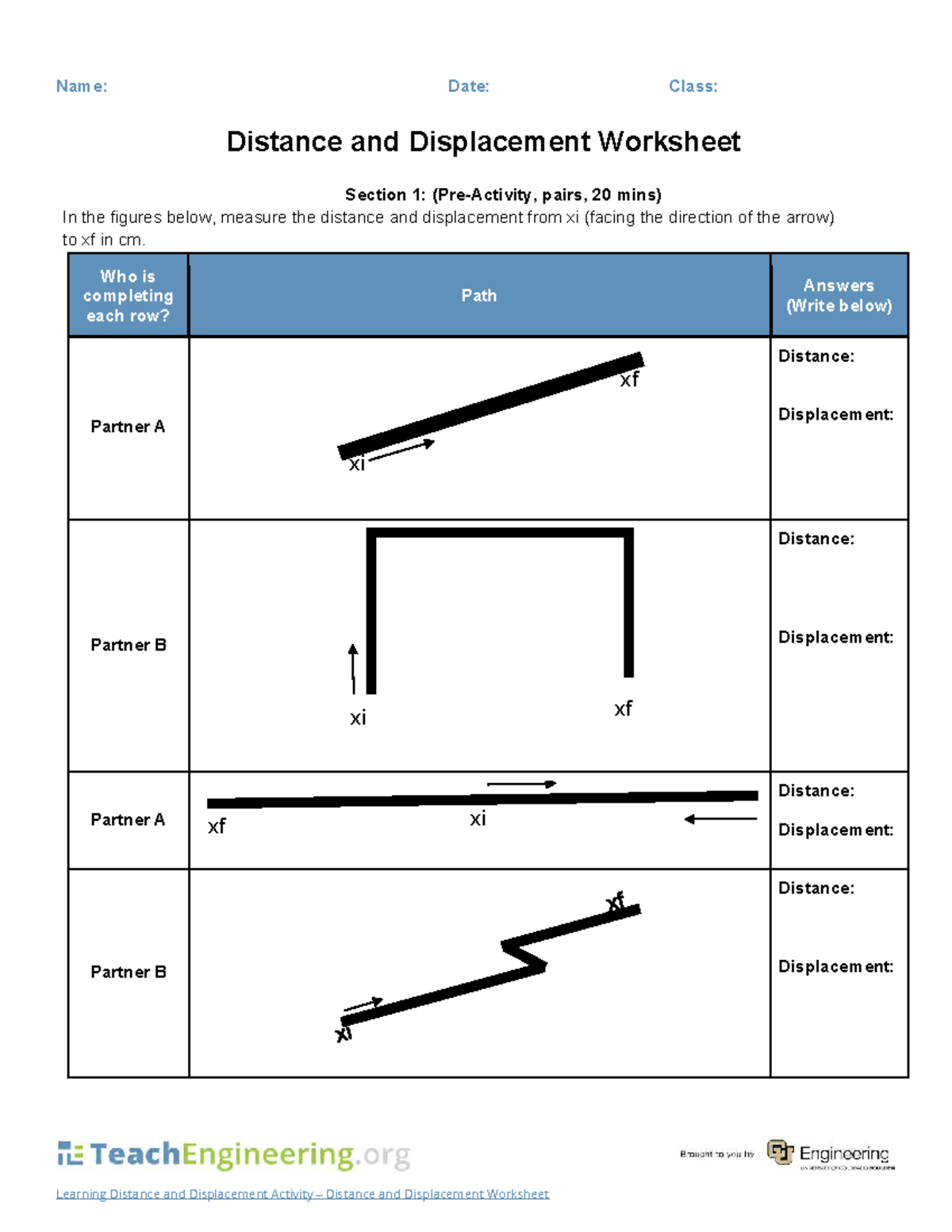 Bos 2802 Distance and Displacement Worksheet Activity - Studocu