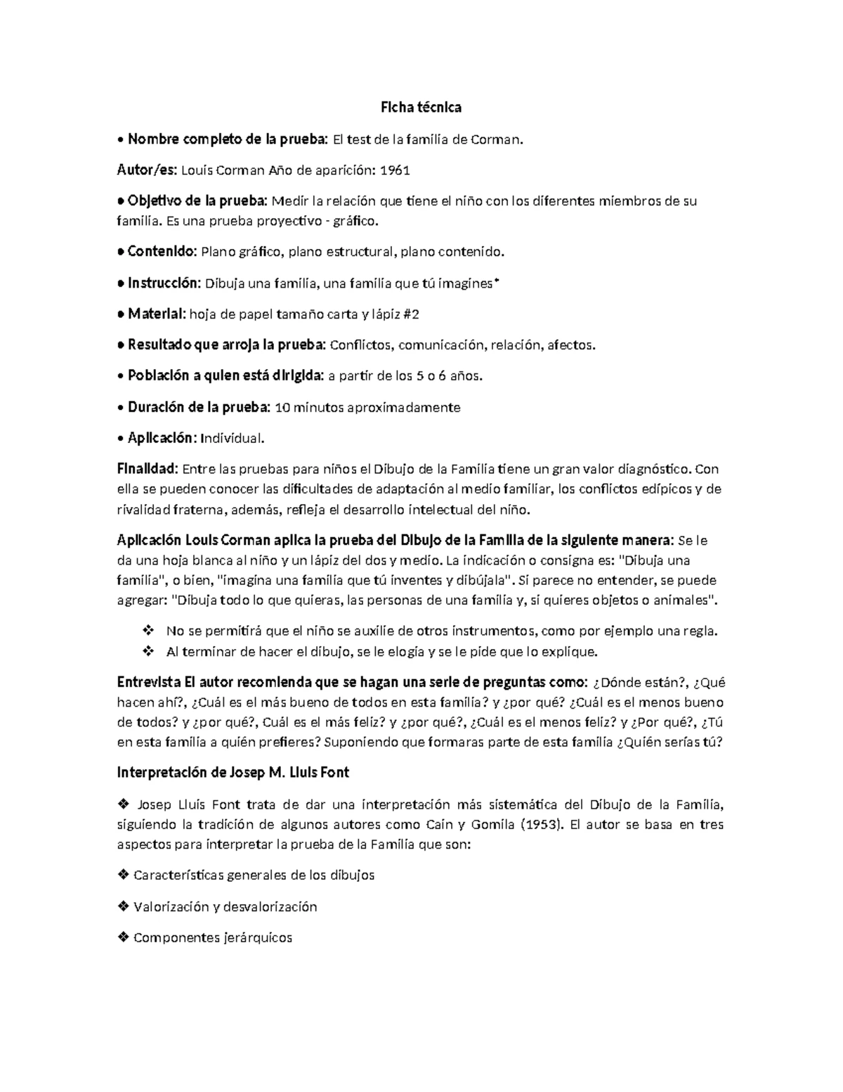 Ficha Técnica del Test Proyectivo HTP (Casa-Árbol-Persona) - Studocu