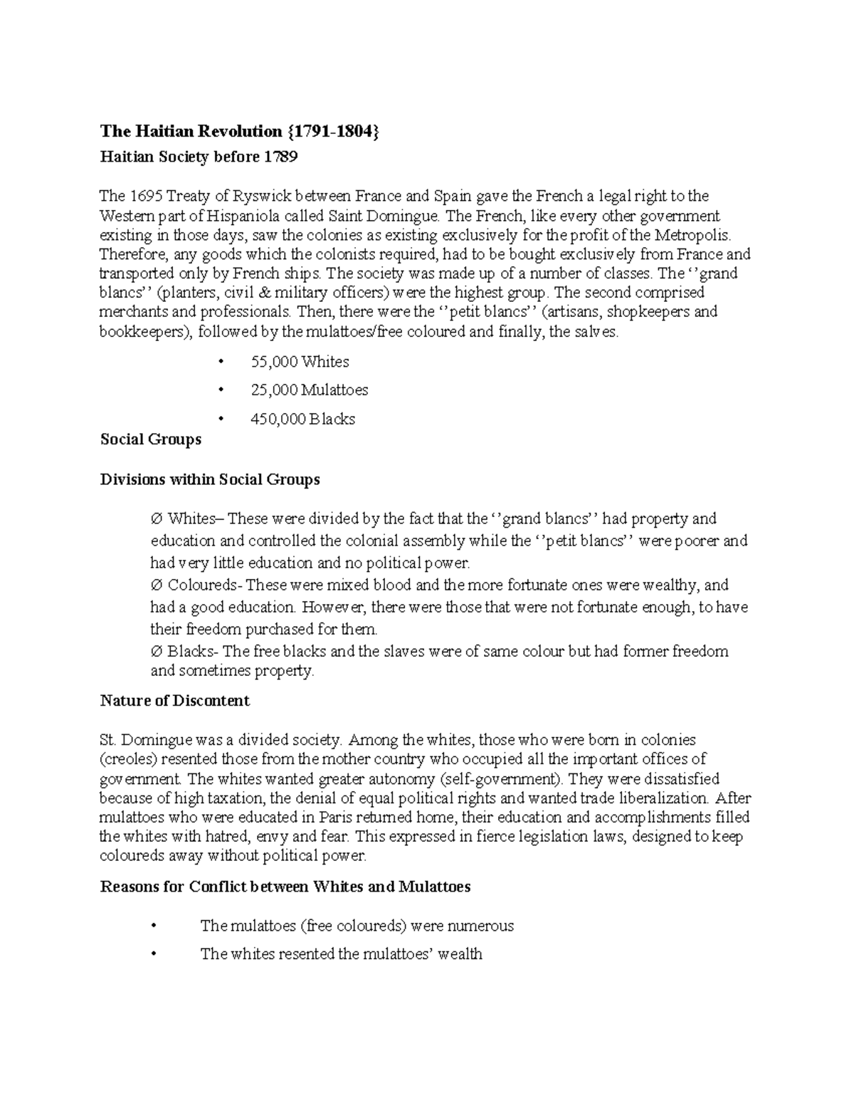The Haitian Revolution {1791-1804} - The Haitian Revolution {1791-1804 ...