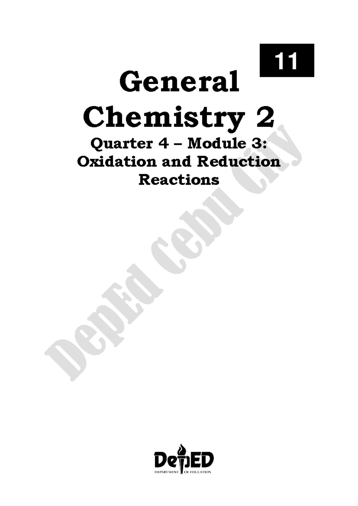 General Chemistry 2 (STEM_GC11) Quarter 4 Module 3: Oxidation ...