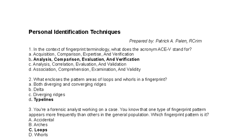 TQ-Personal Identification Techniques - Personal Identification ...
