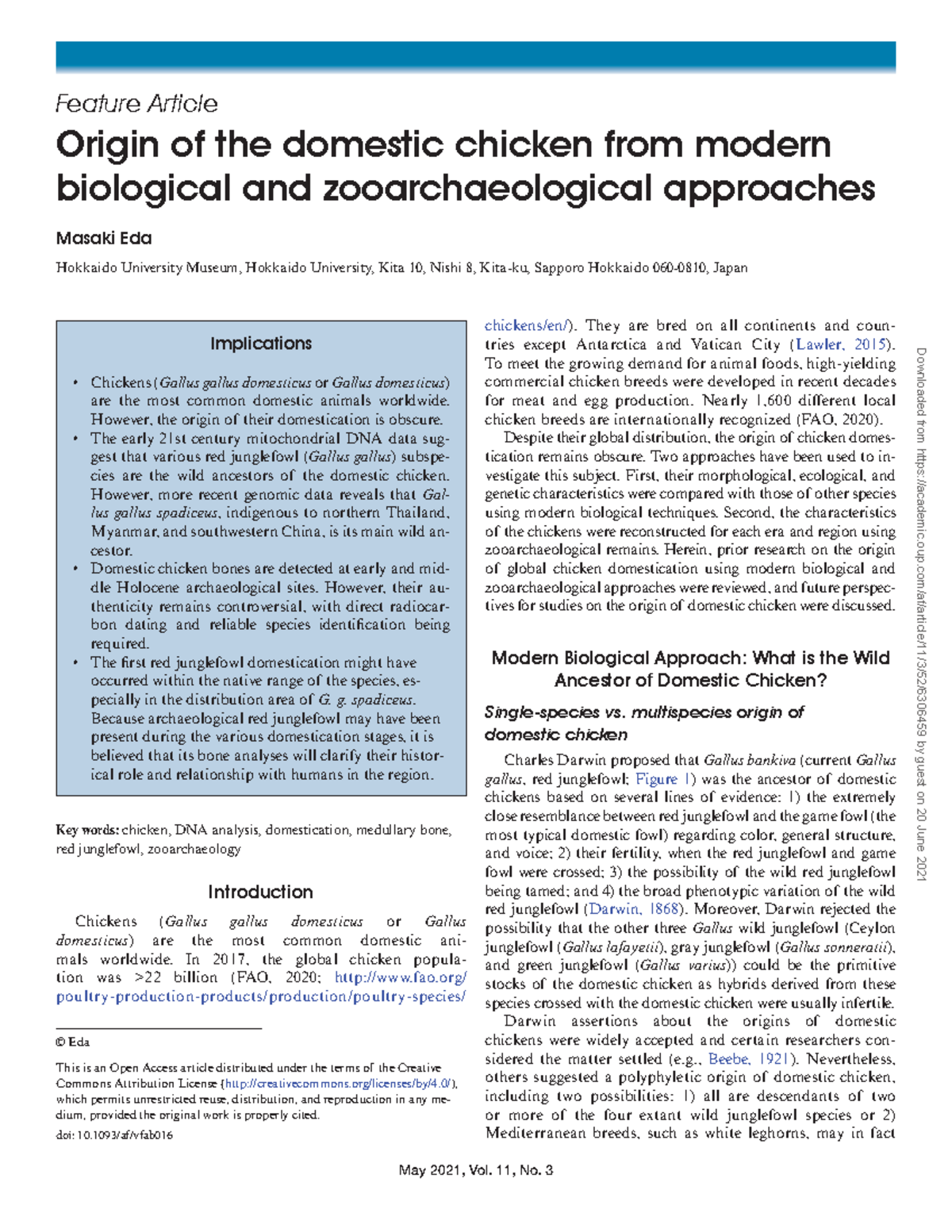 Origin of Domestic Chicken: Modern Biological & Zooarchaeological ...
