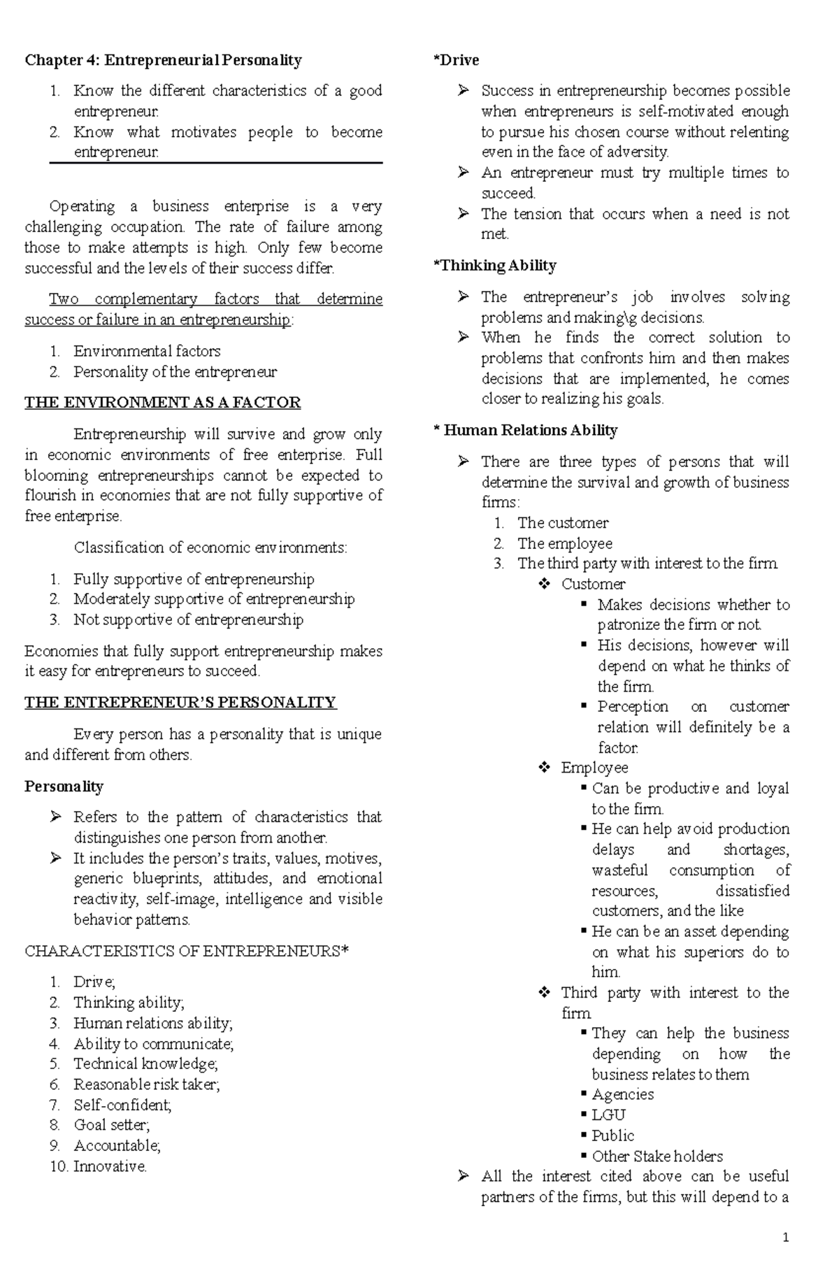 Chapter 4 - Entrep: Understanding the Entrepreneurial Personality - Studocu