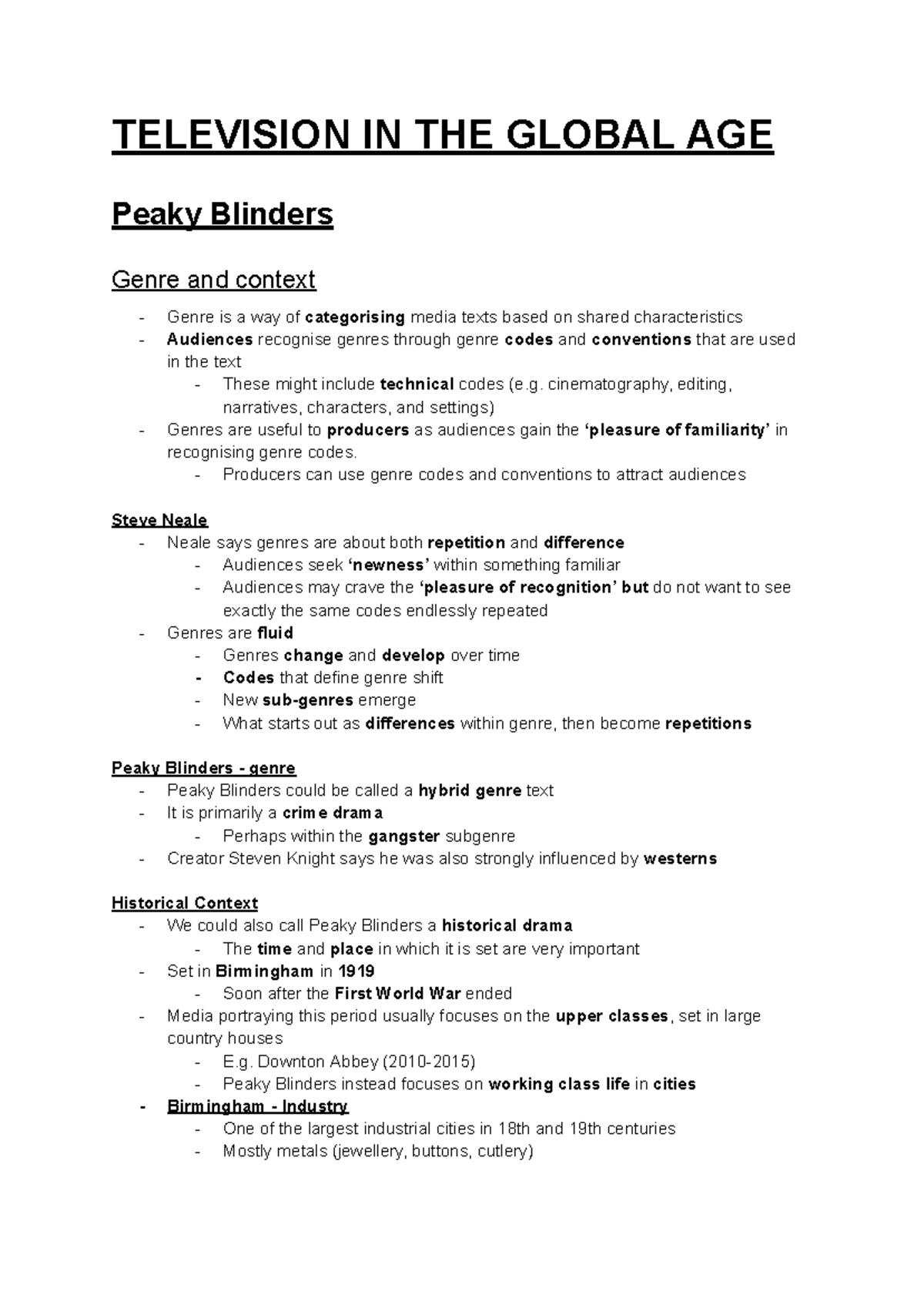 Peaky Blinders: Genre Analysis and Historical Context (Media Studies ...