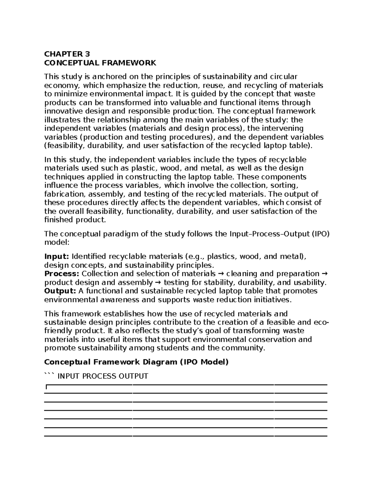 CHAPTER 3: CONCEPTUAL FRAMEWORK FOR RECYCLED LAPTOP TABLE - Studocu