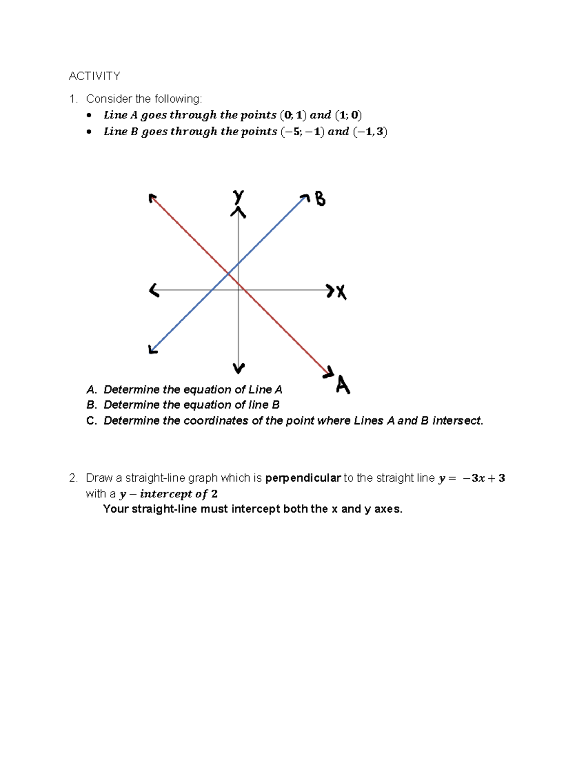 Chapter 4 Questions: Line Equations and Graphing Techniques - Studocu
