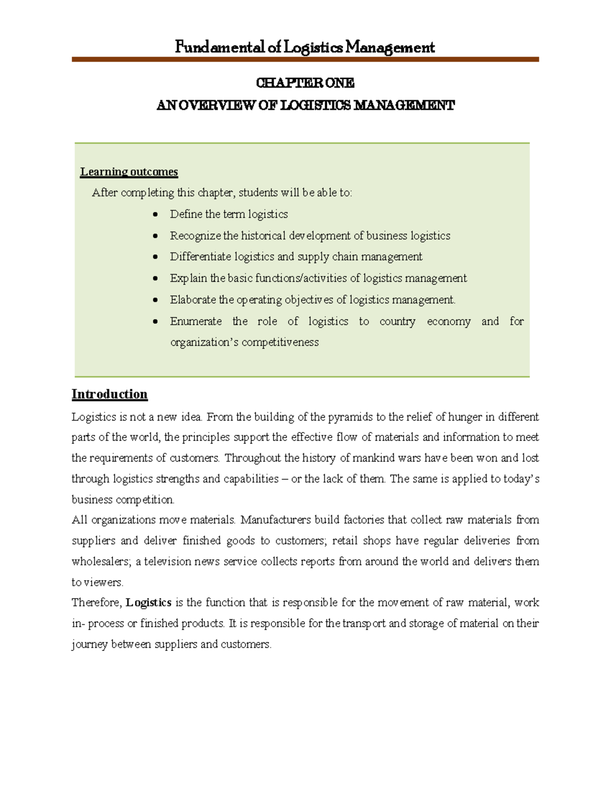 Fundamentals of Logistics Management: Overview and Key Concepts ...