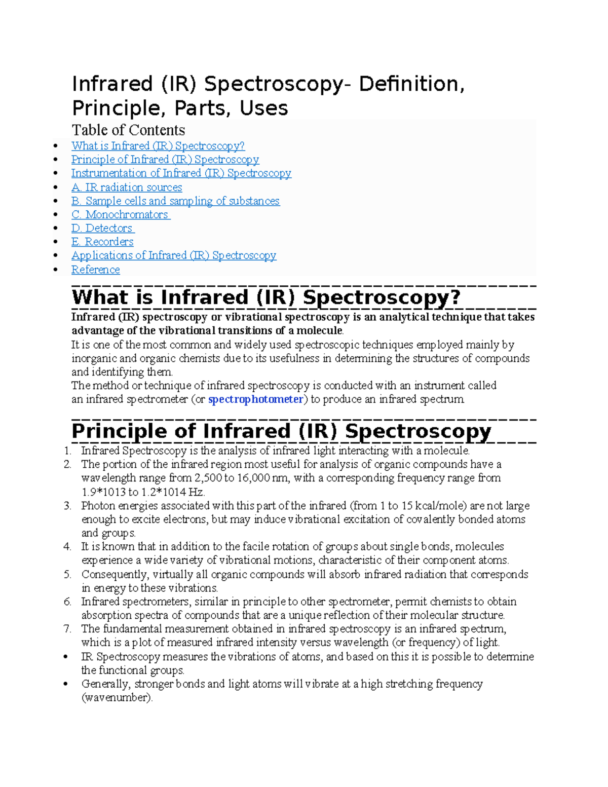 Infrared (IR) Spectroscopy: Definition, Principles, and Applications ...