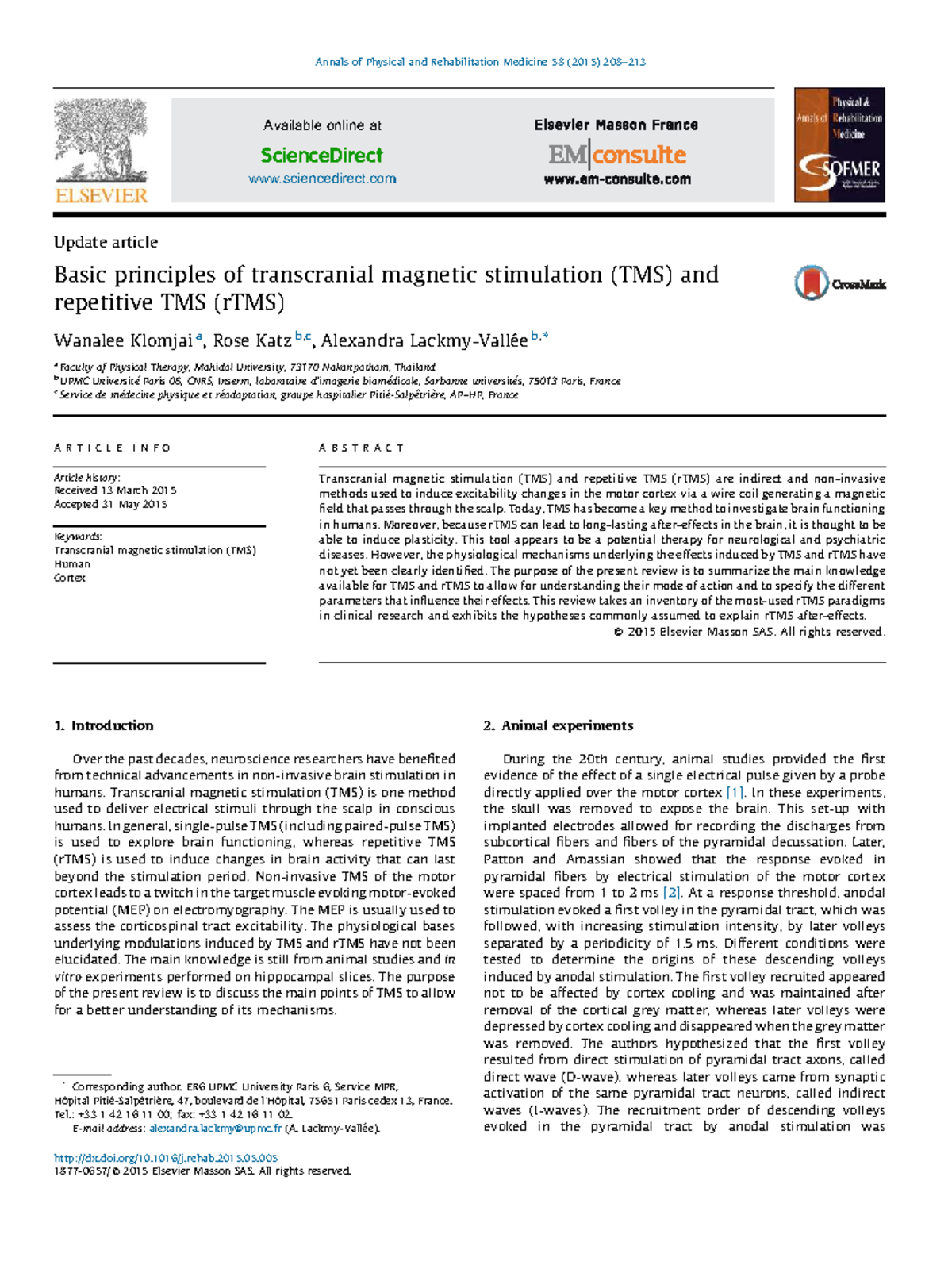 Basic Principles of TMS and rTMS: A Comprehensive Review - Studocu