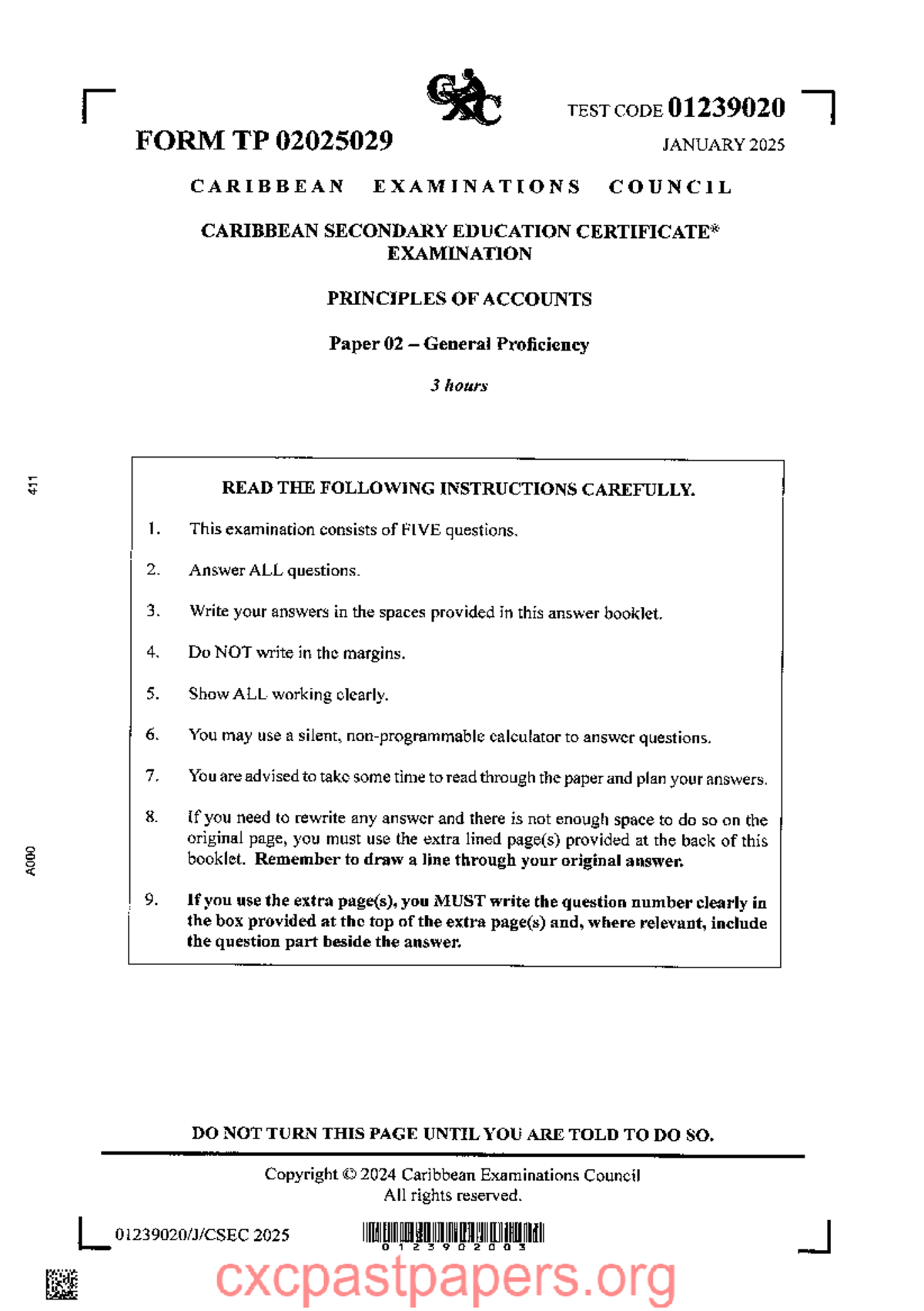 CSEC POA 01239/2025 Paper 02 Exam Instructions & Journal Entries Guide ...