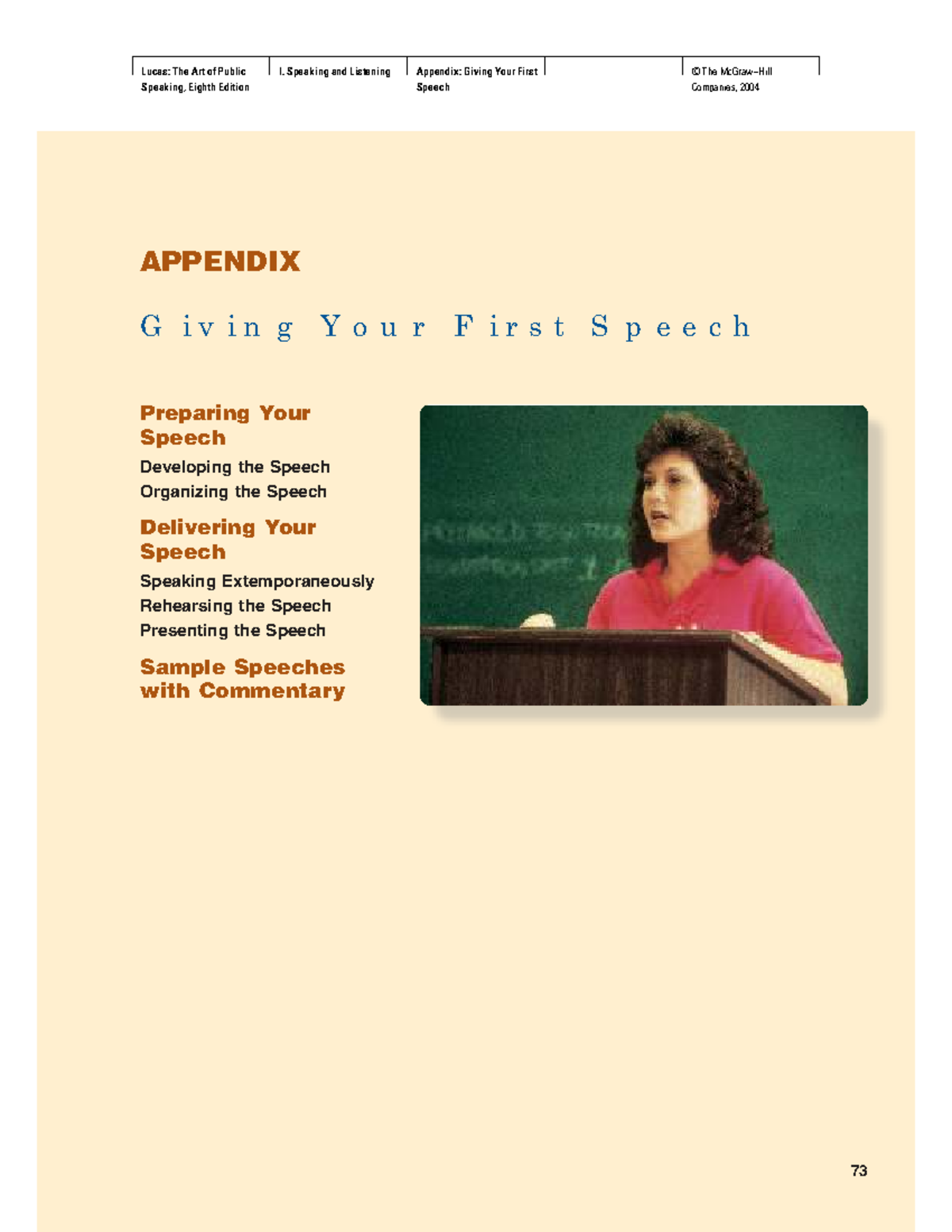 Appendix I: Giving Your First Speech - Public Speaking Guide - Studocu