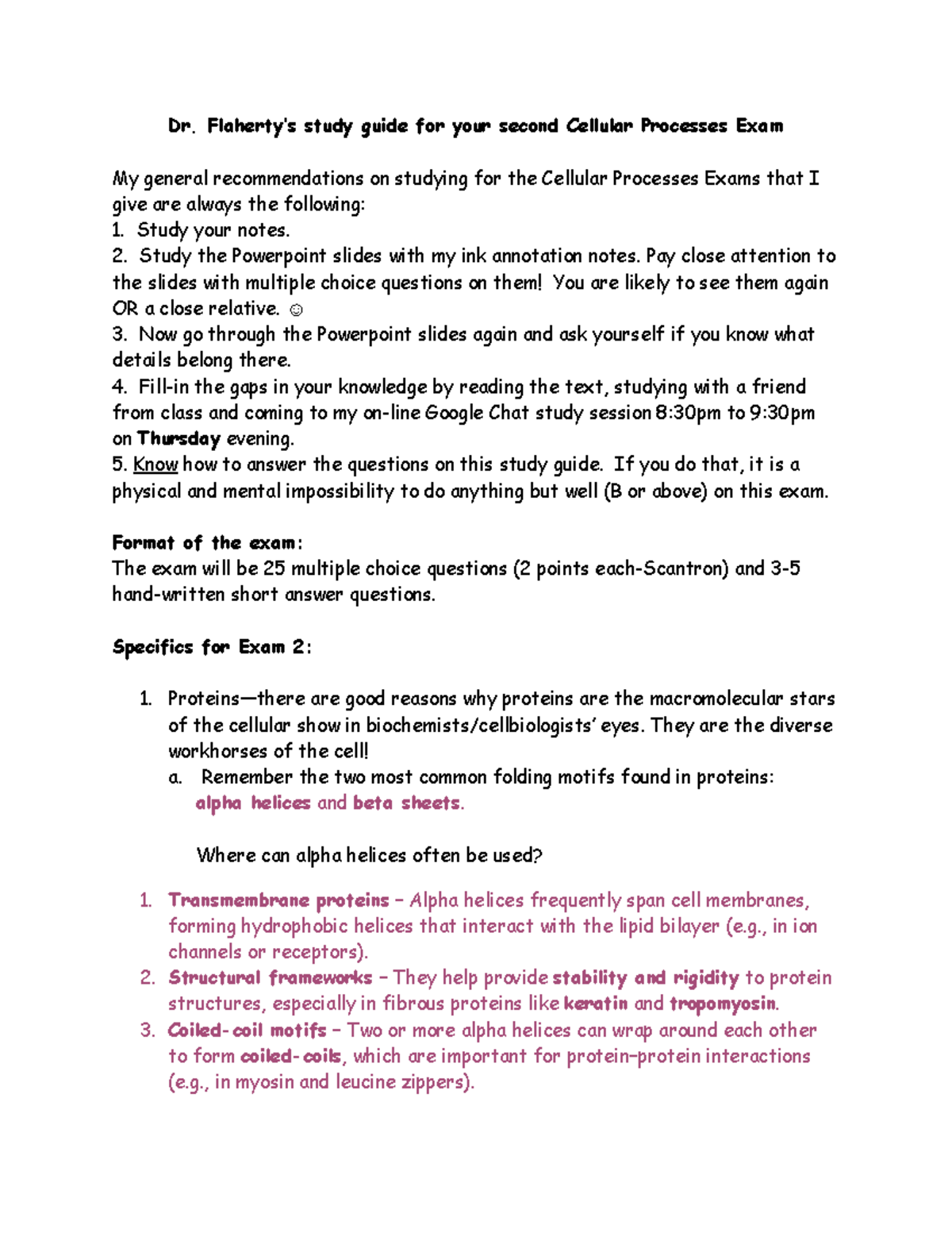 Cellular Processes Exam 2 Study Guide - Studocu