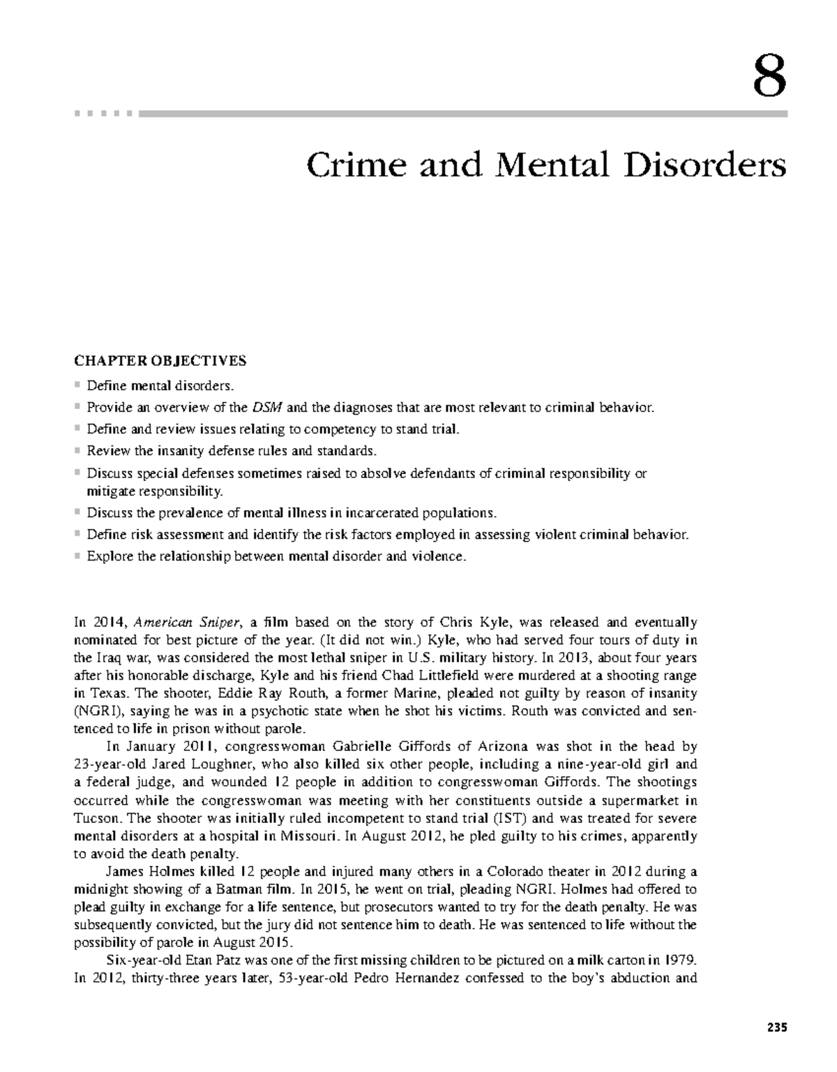 Crime and Mental Disorders: Understanding Chapter 8 Insights - Studocu