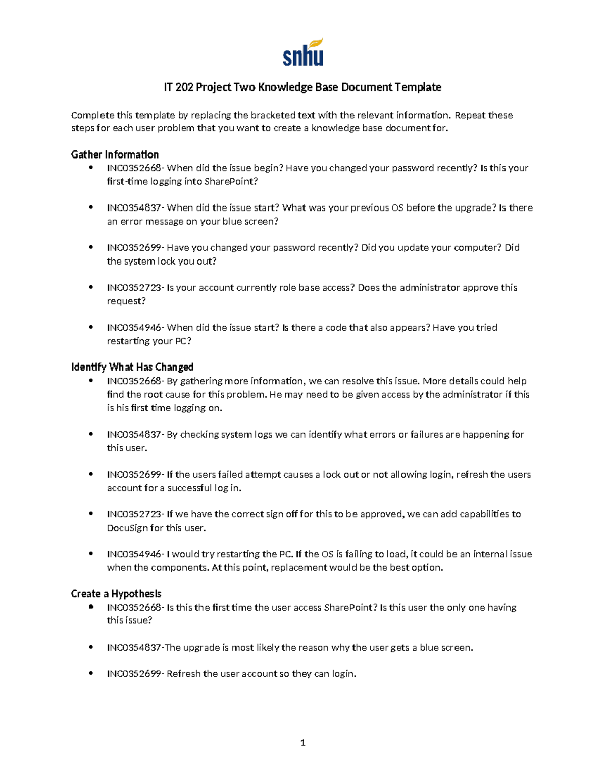 IT 202 Project Two Milestone: Troubleshooting IT Tickets Guide - Studocu