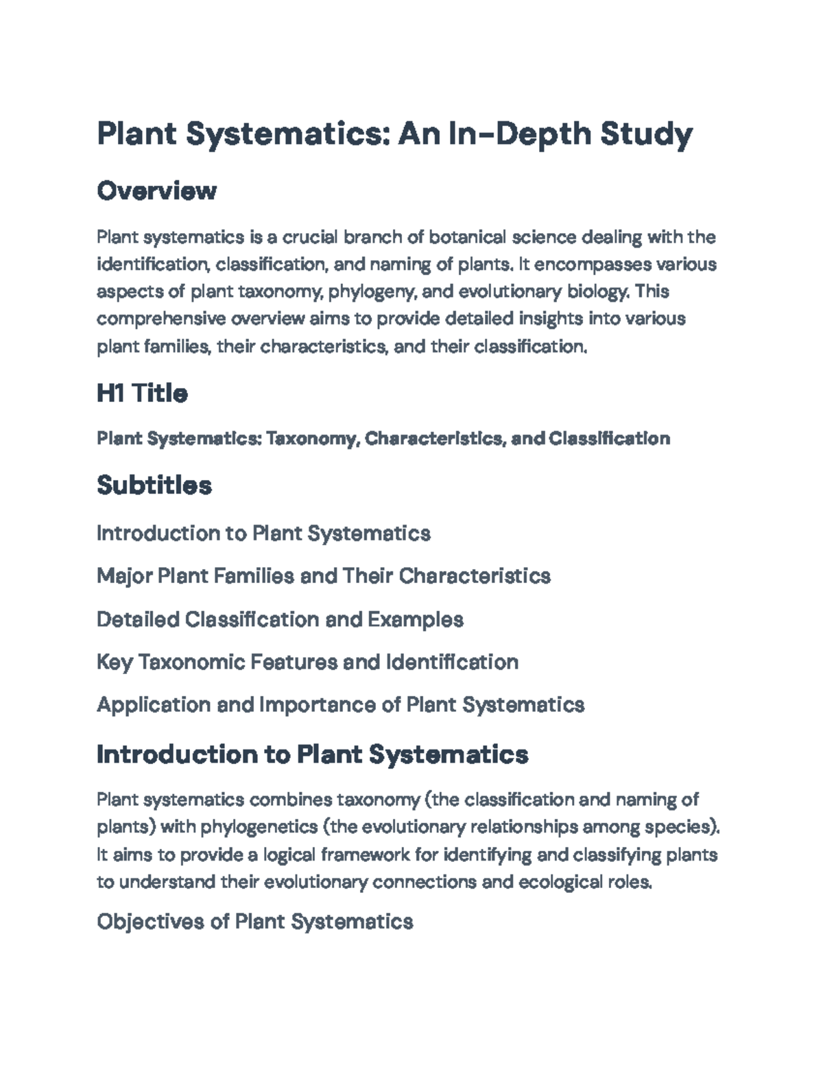 Plant Systematics Overview: Taxonomy, Classification, and Importance - Plant Systematics: An ...