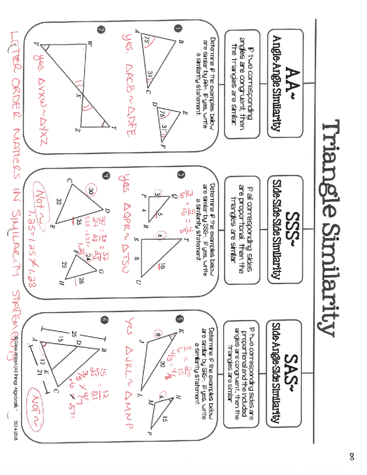 G2 6-3 Final Exam: Triangle Similarity AA, SAS, and Statements - Studocu