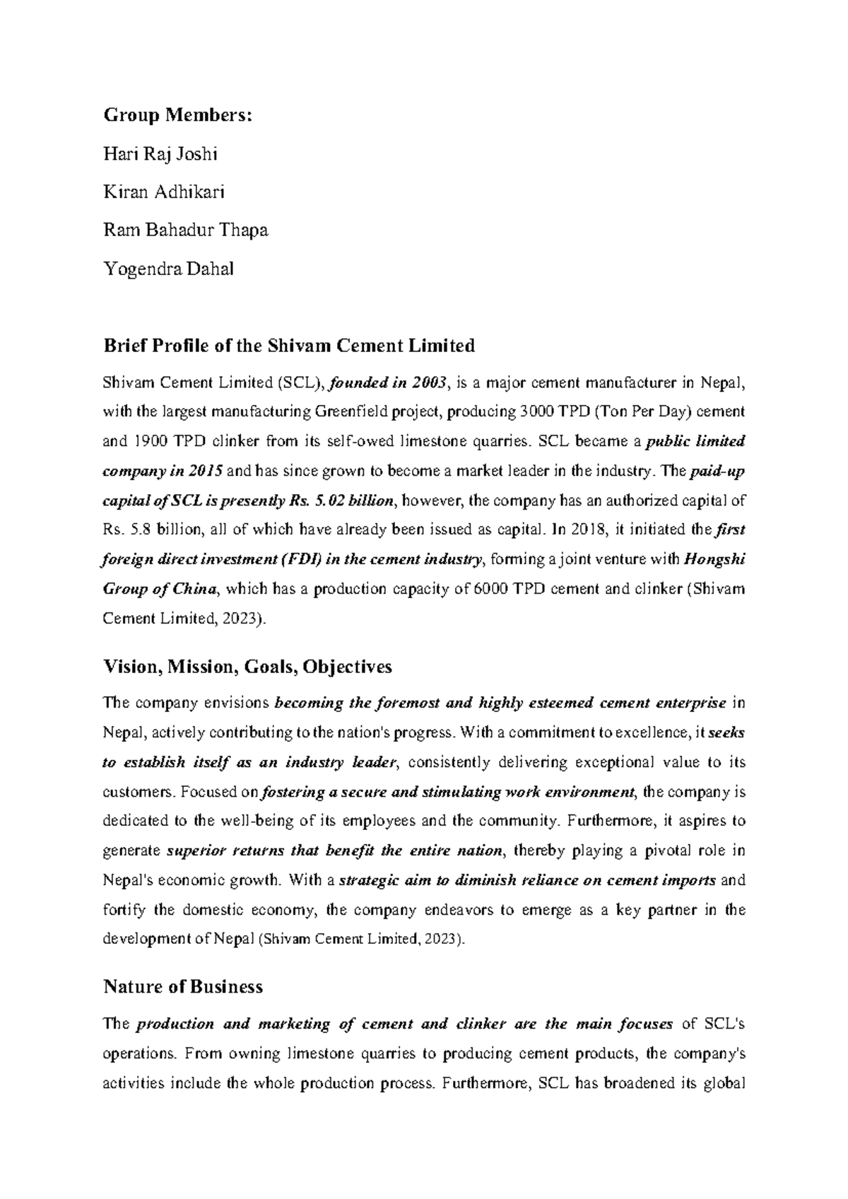 Comprehensive Profile of Shivam Cement Limited (SCL): Key Insights ...
