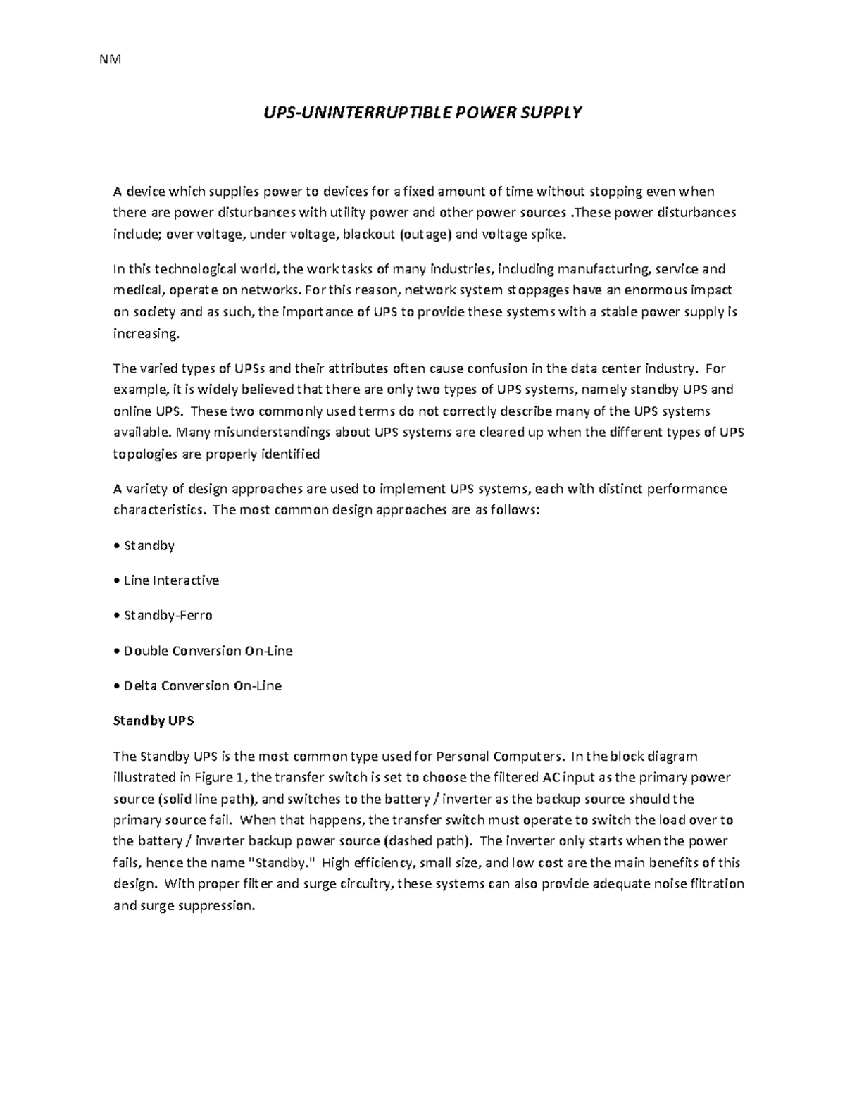 UPS Systems Overview: Types, Designs, and Applications - Studocu