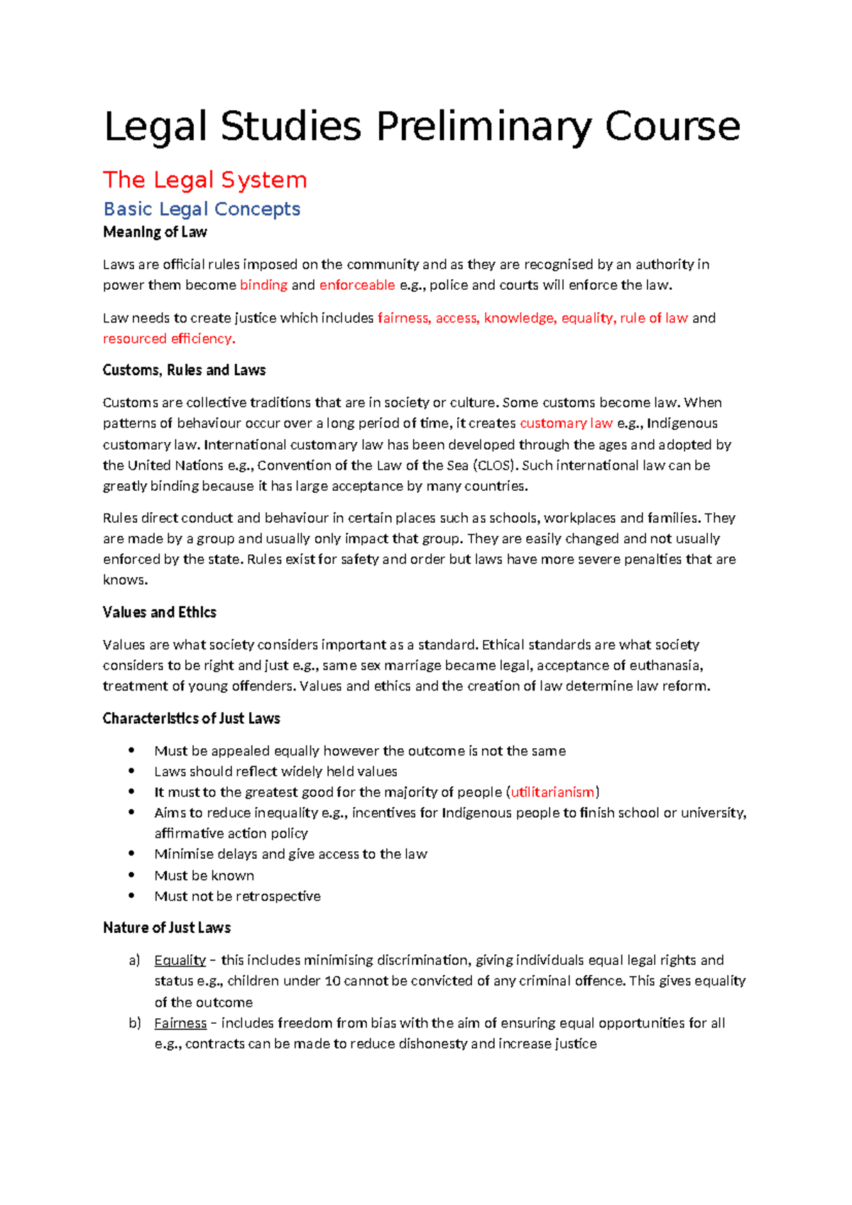 Legal Studies Preliminary Course Summary (Prelim Law) - Studocu