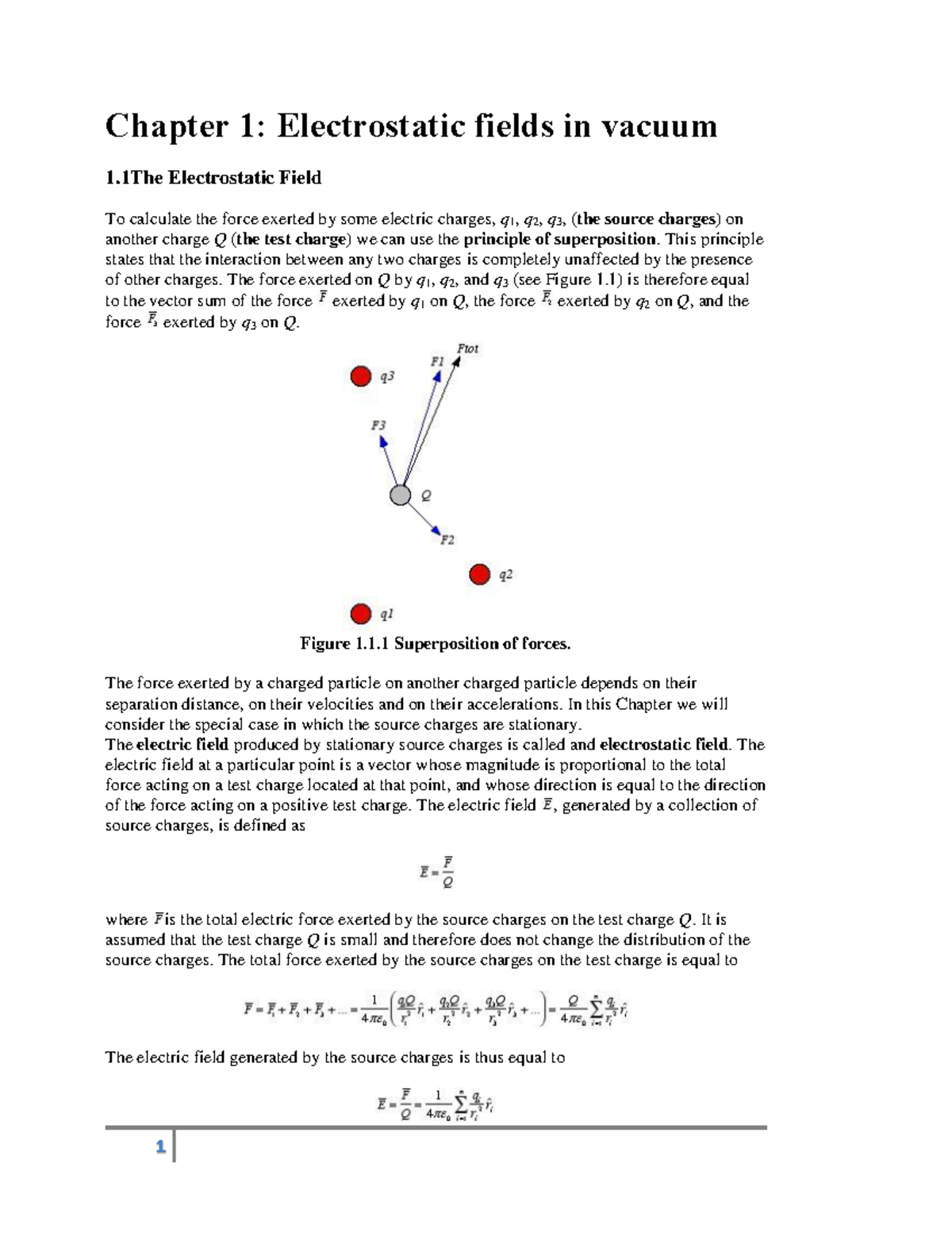 SPHA022 Notes 2020 pdf - Chapter 1: Electrostatic fields in vacuum 1 ...