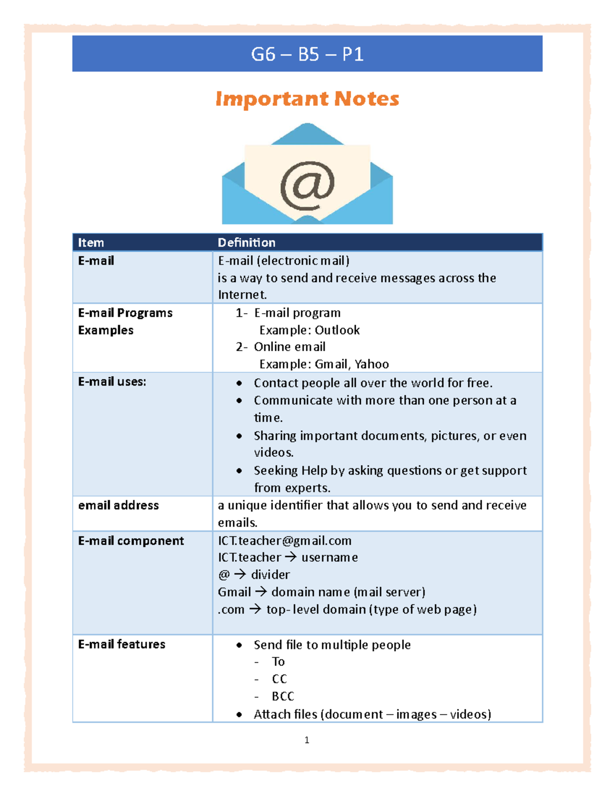 G6 B5 P1 Essential Email and Movie Script Notes - Studocu
