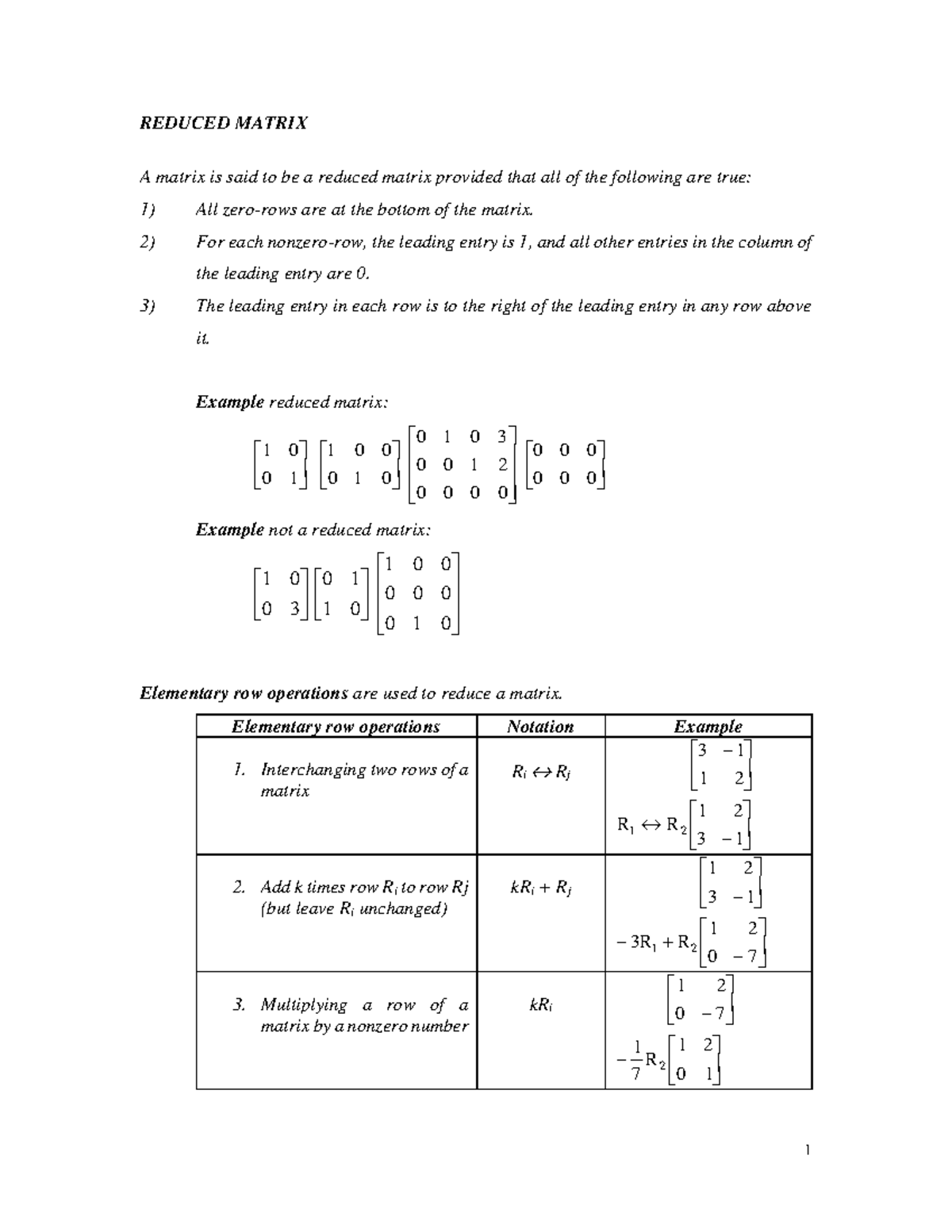 Matrices in Economics: Reduced Forms, Inverses, and Applications (MATH ...