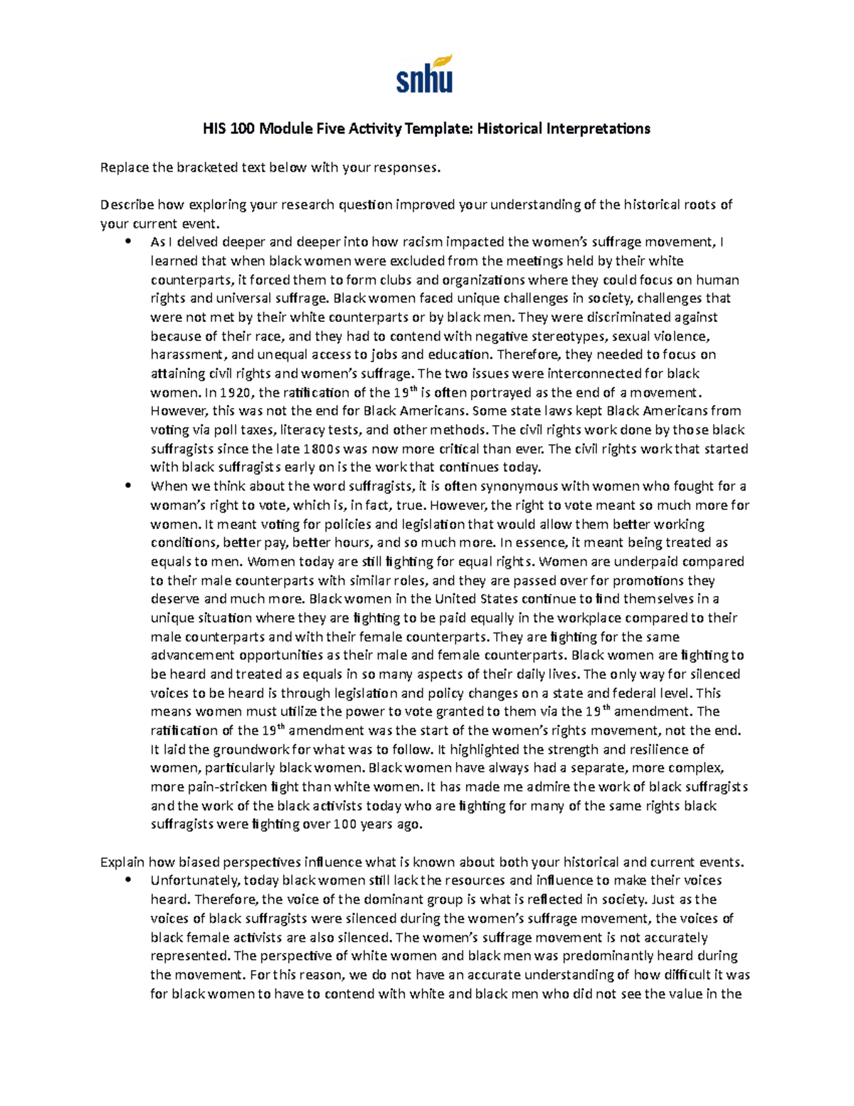 HIS 100 Module Five Activity: Understanding Historical Narratives - Studocu