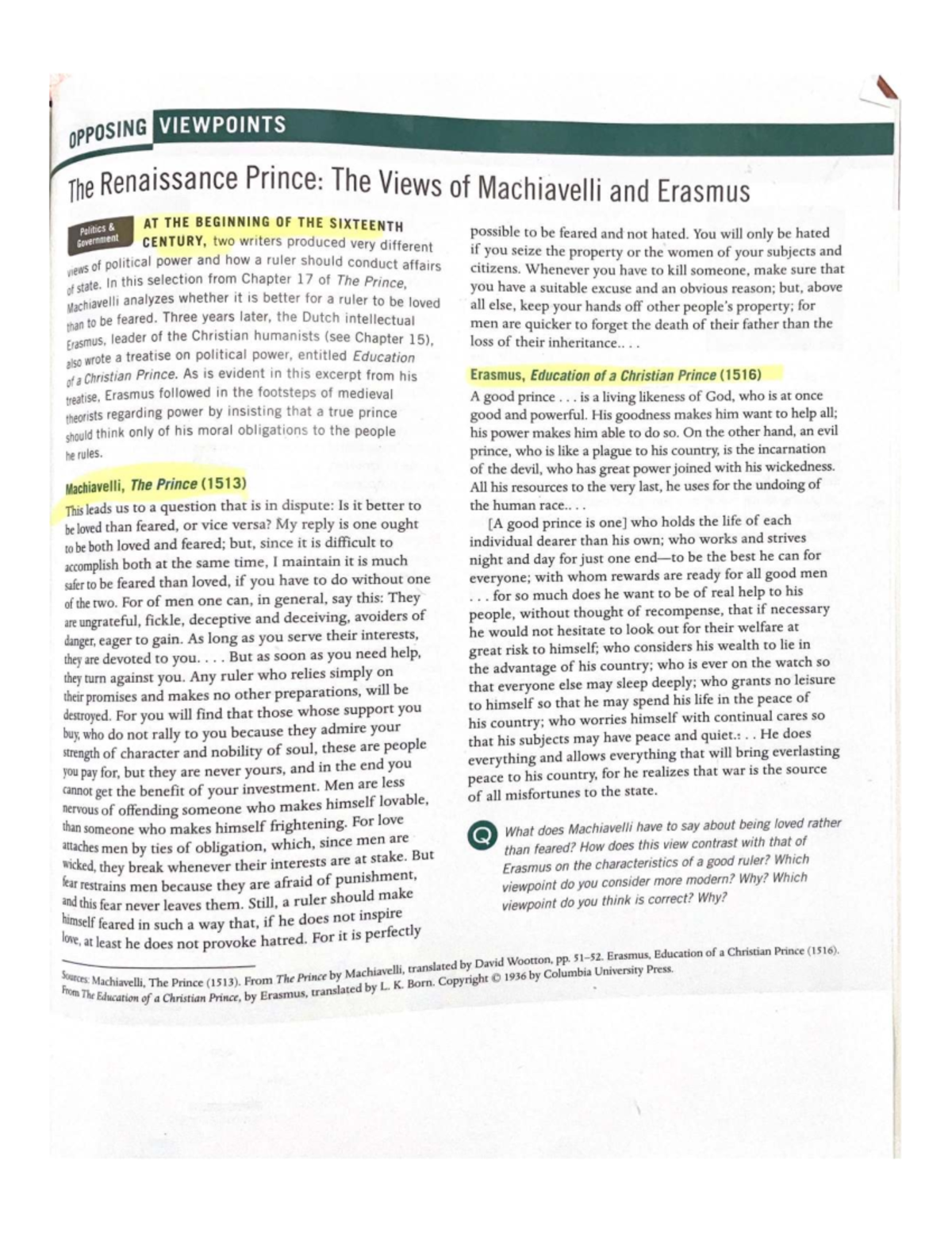 The Renaissance Prince: Machiavelli vs. Erasmus on Political Power ...