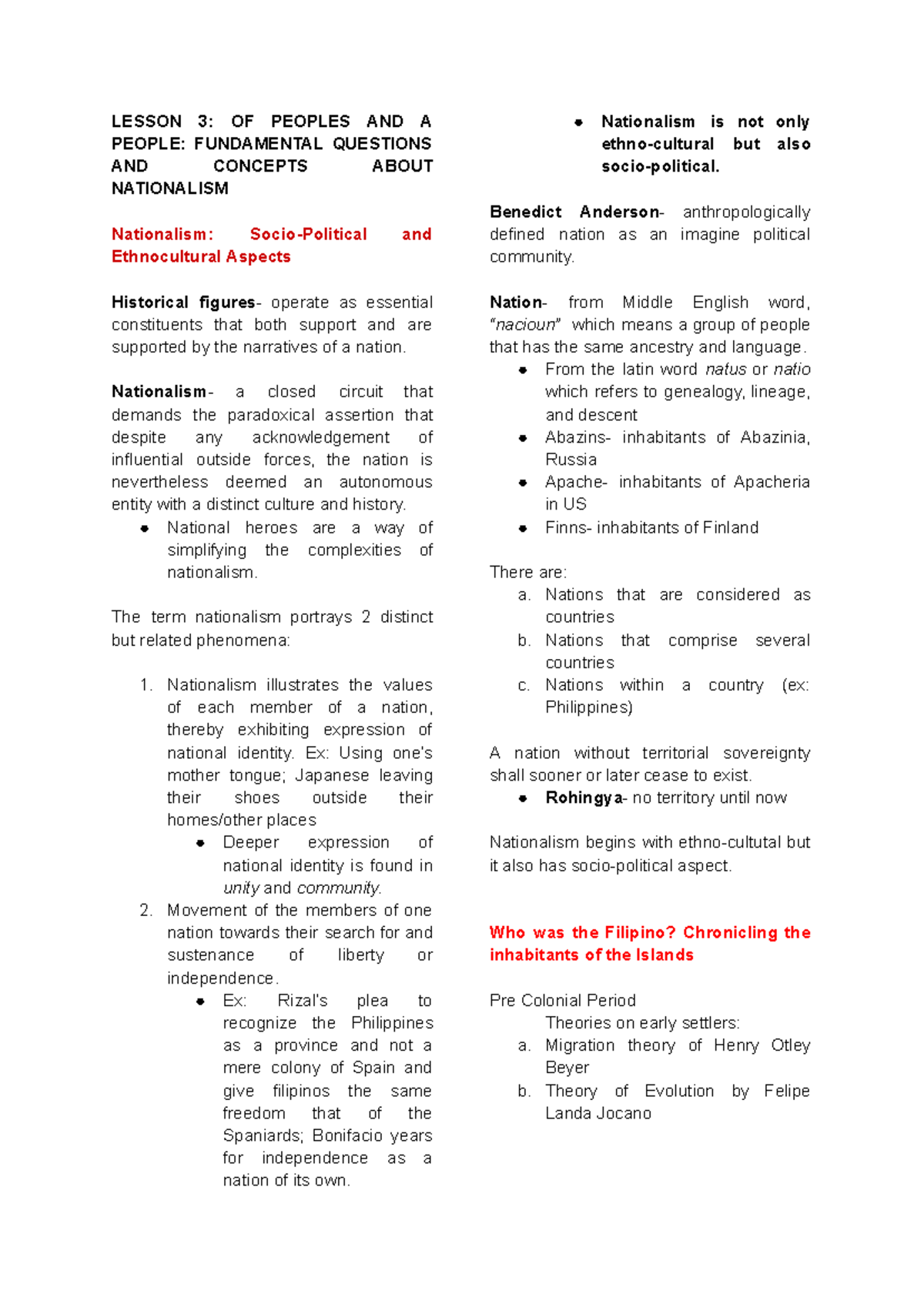 LESSON 3: NATIONALISM IN RIZAL'S LIFE AND WORKS - SOCIO-POLITICAL ...