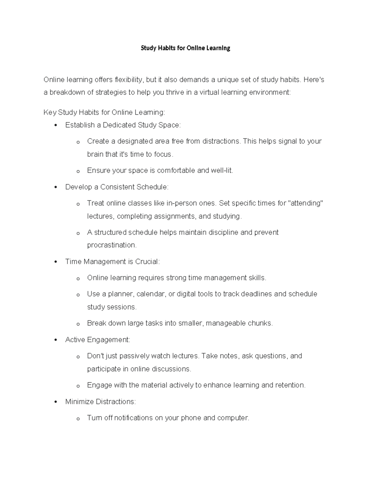 Study Habits for Online Learning - Here's a breakdown of strategies to ...
