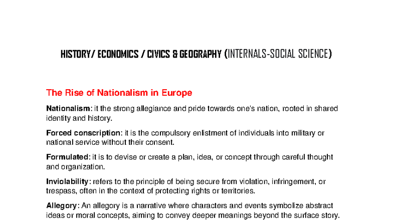 ECON 101: The Rise of Nationalism in Europe - Key Concepts & MCQs - Studocu