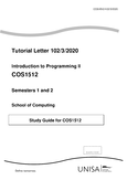 COS 1512 - Unisa - Introduction to programming II - Studocu