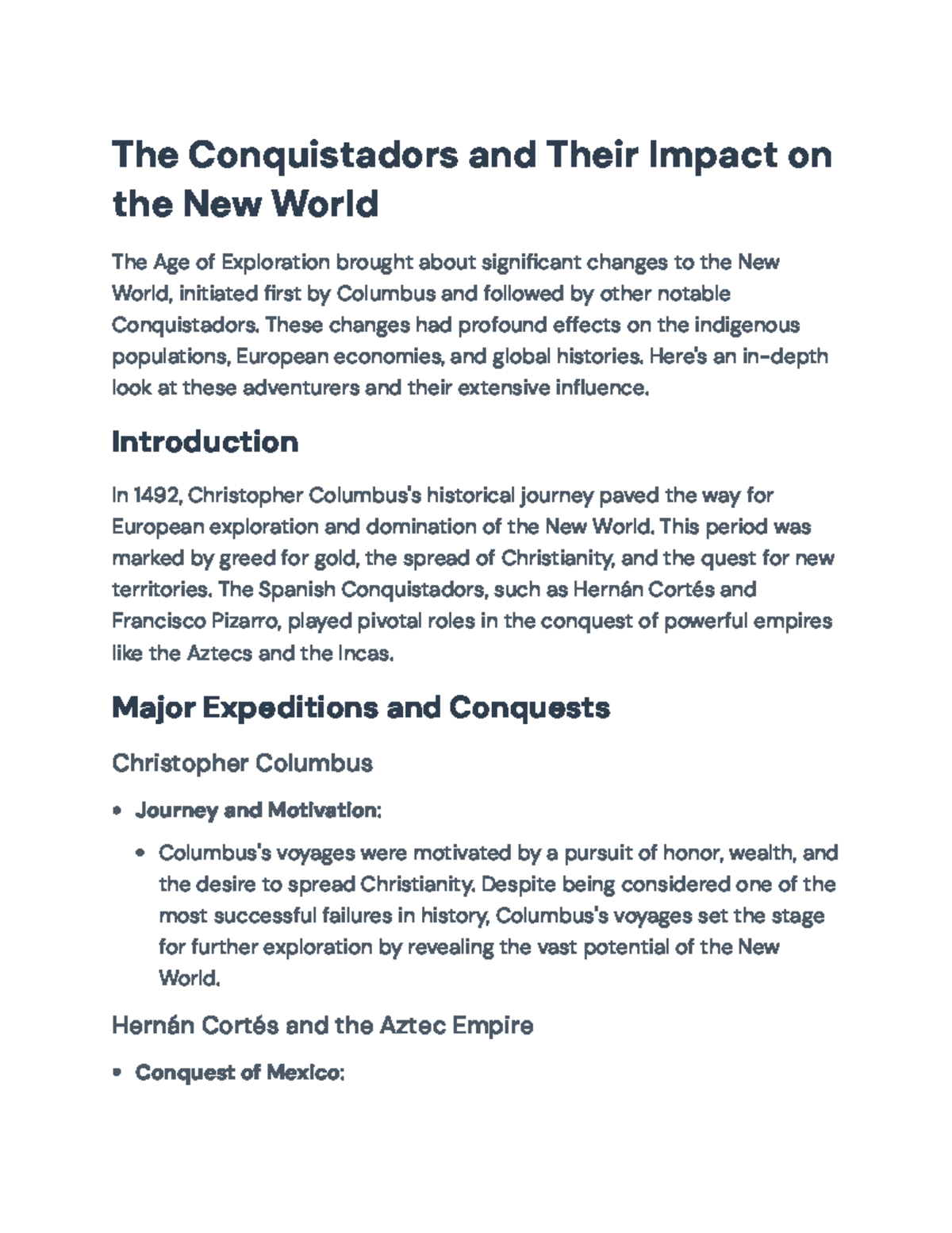 Conquistadors and Their Impact on the New World: Historical Overview ...