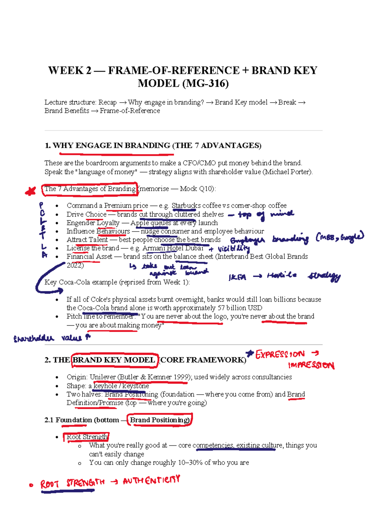 W2, MG306, Brand Key Model Lecture Notes and Insights - Studocu