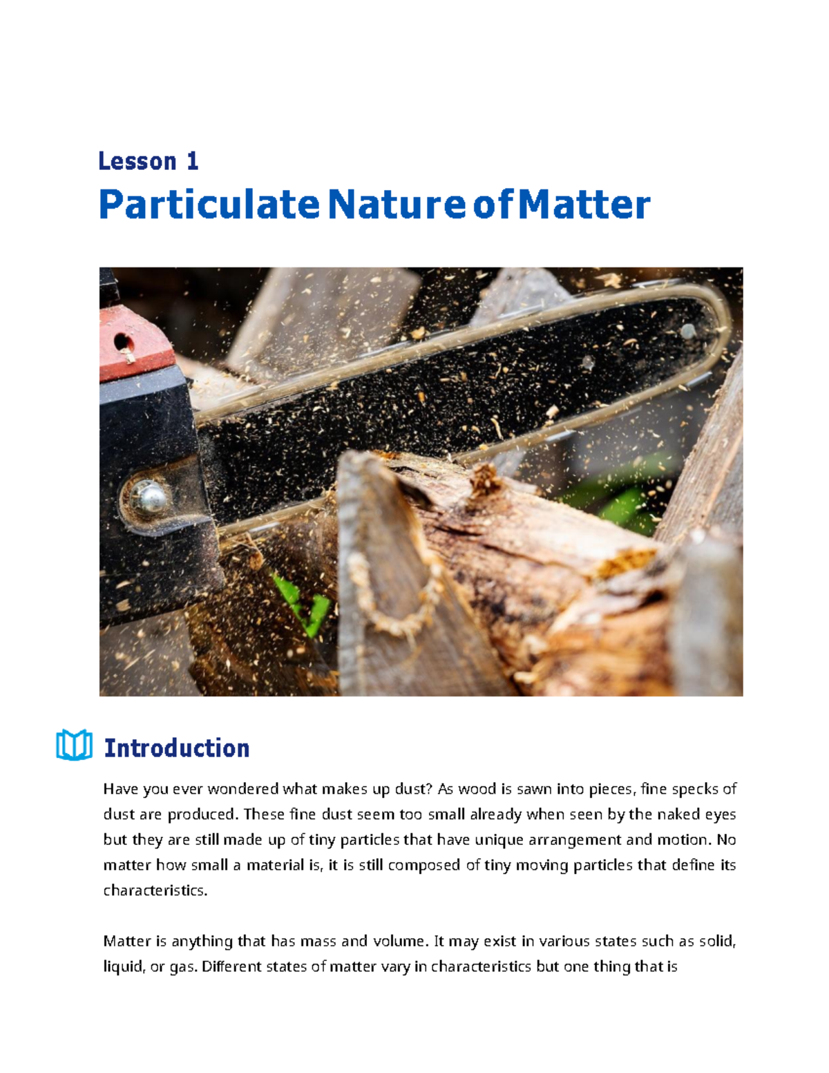 Lesson 1: Particulate Nature of Matter - Introduction to Properties of ...