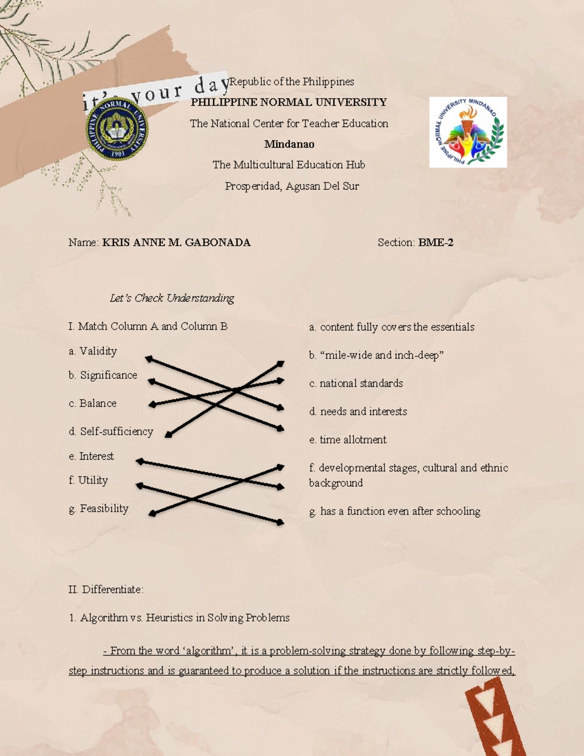 PHILIPPINE NORMAL UNIVERSITY: Instructional Content Overview - Studocu