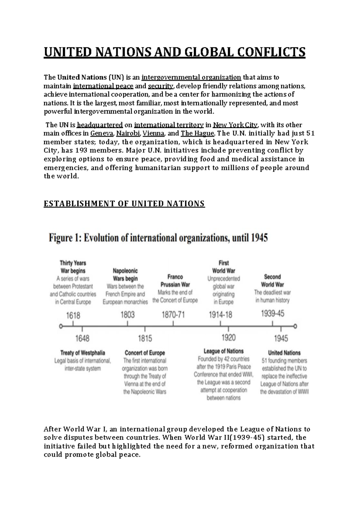 UN Course Notes: Overview of the United Nations and Global Conflicts ...