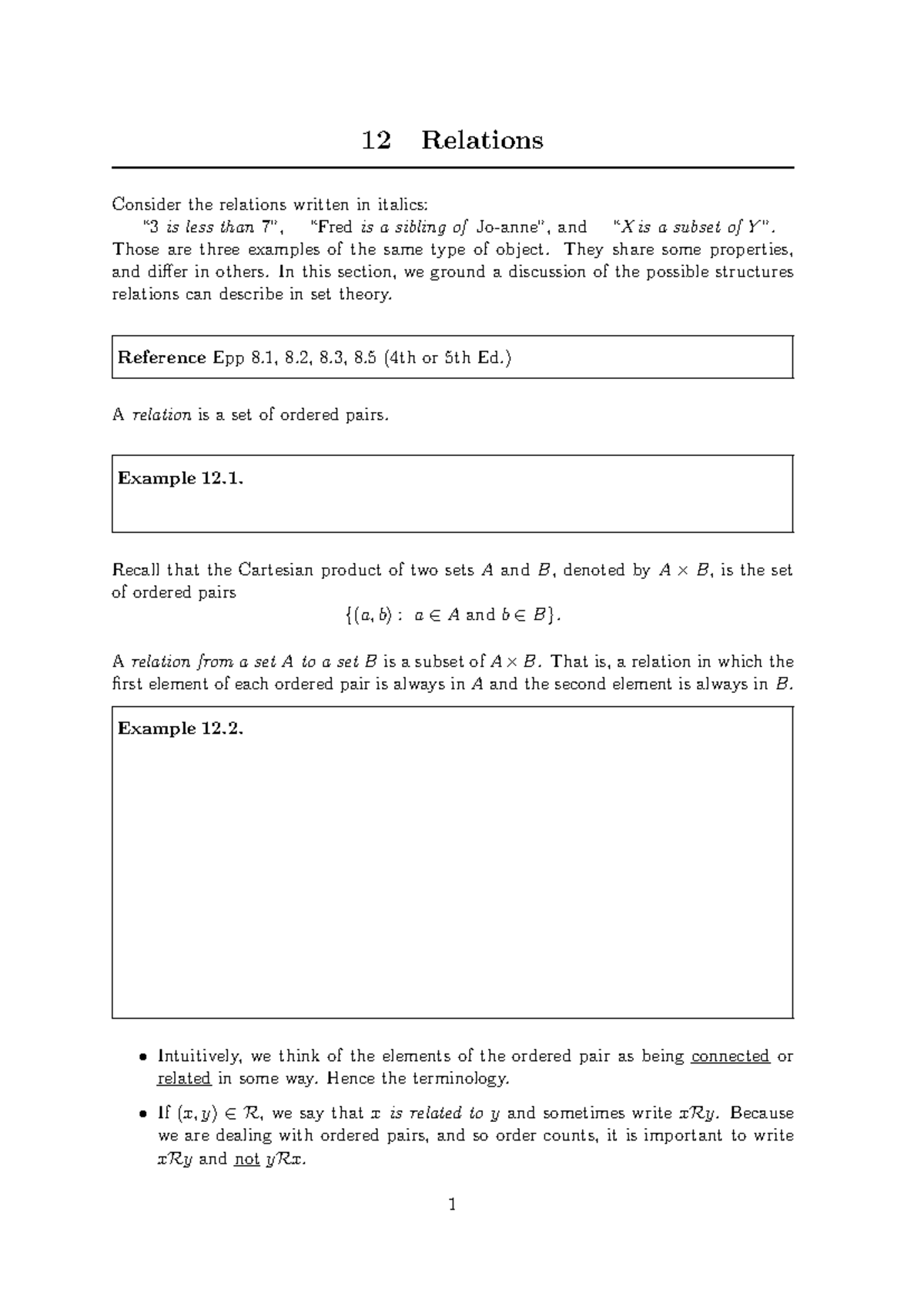 Lecture 12: Understanding Relations in Set Theory - Studocu