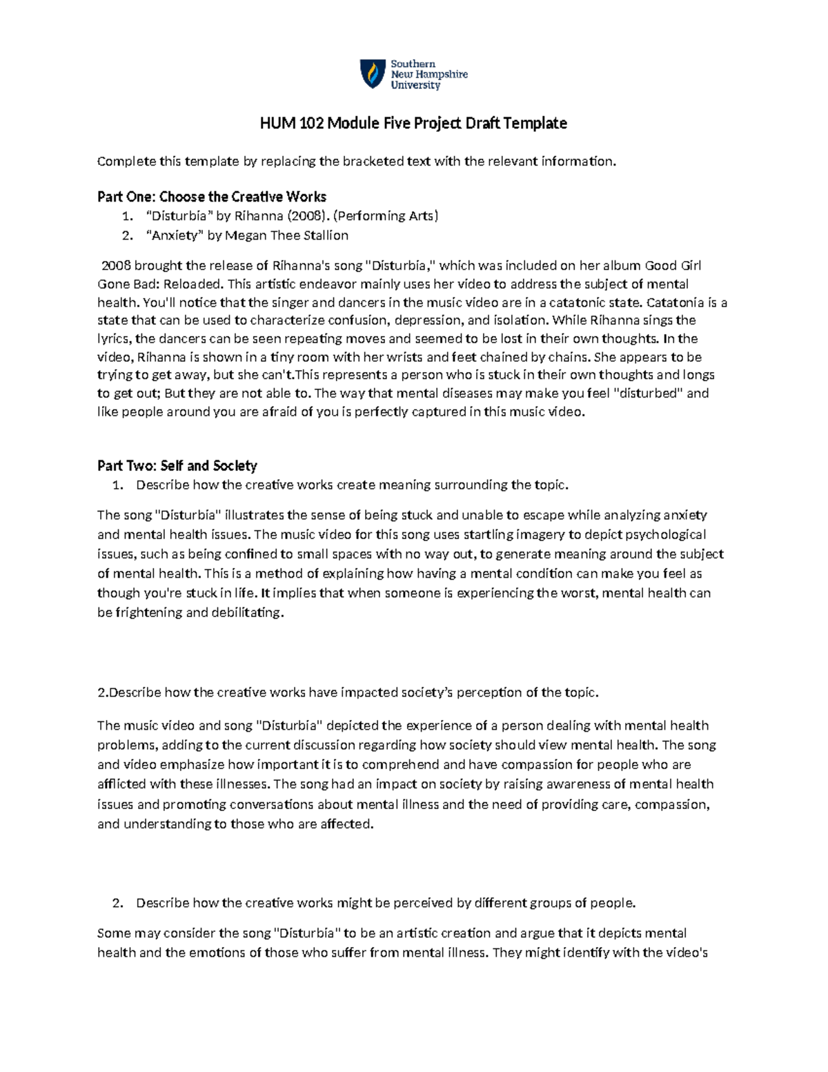 Hum 102 Module Five Project Draft Template Hum 102 Module Five