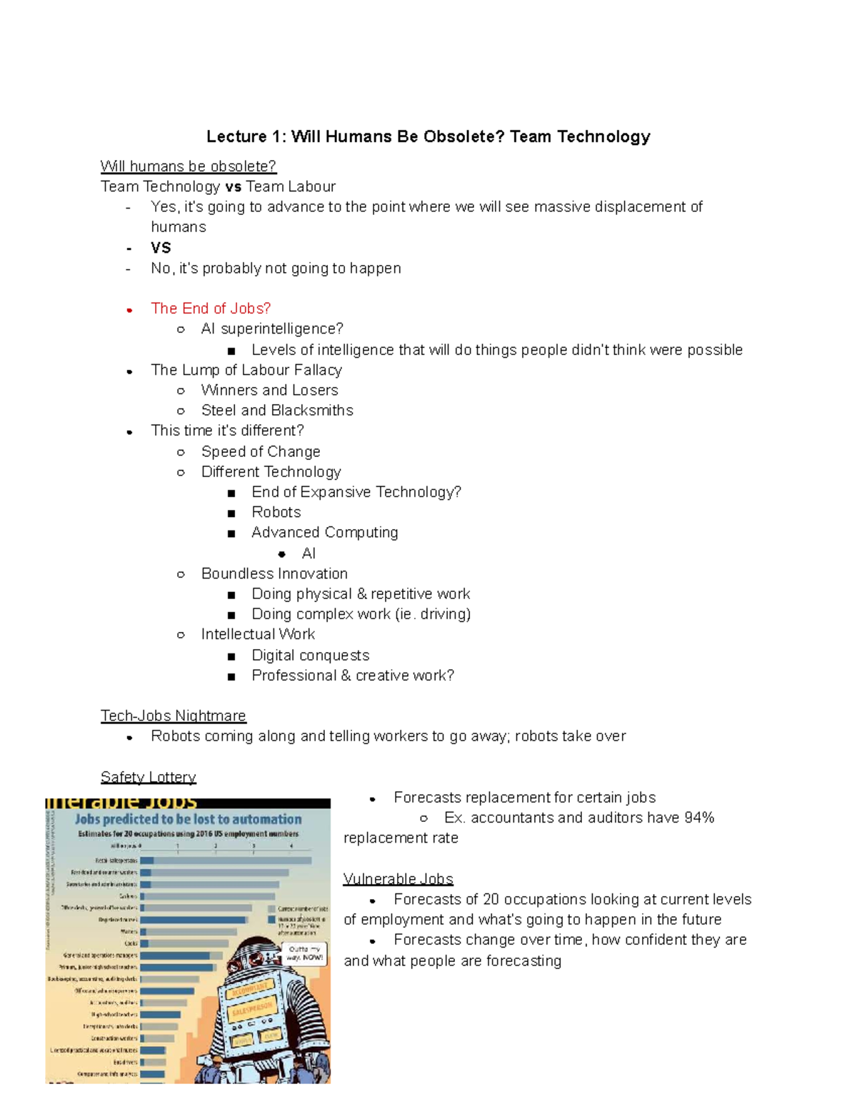 Lecture Notes: Will Humans Be Obsolete? (Units 1-3) - Studocu