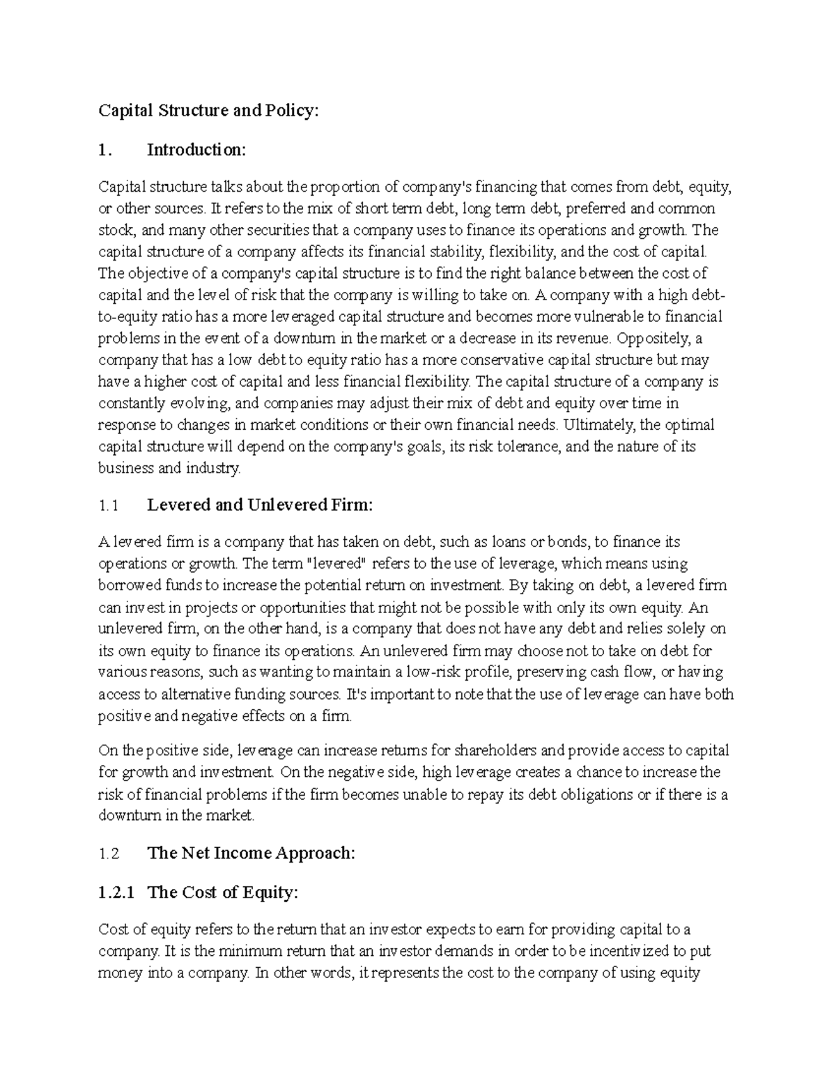 Capital Structure and Policy - Introduction: Capital structure talks ...