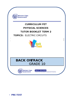 Grade 10 - Electric Circuits Learner Booklet - Notes from Examination ...
