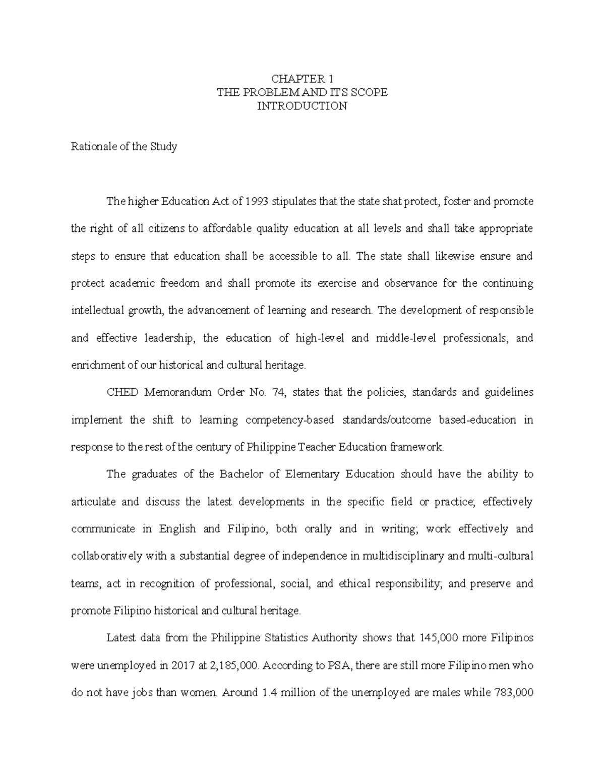 Tracer Study to determine the employability of the graduates - CHAPTER ...