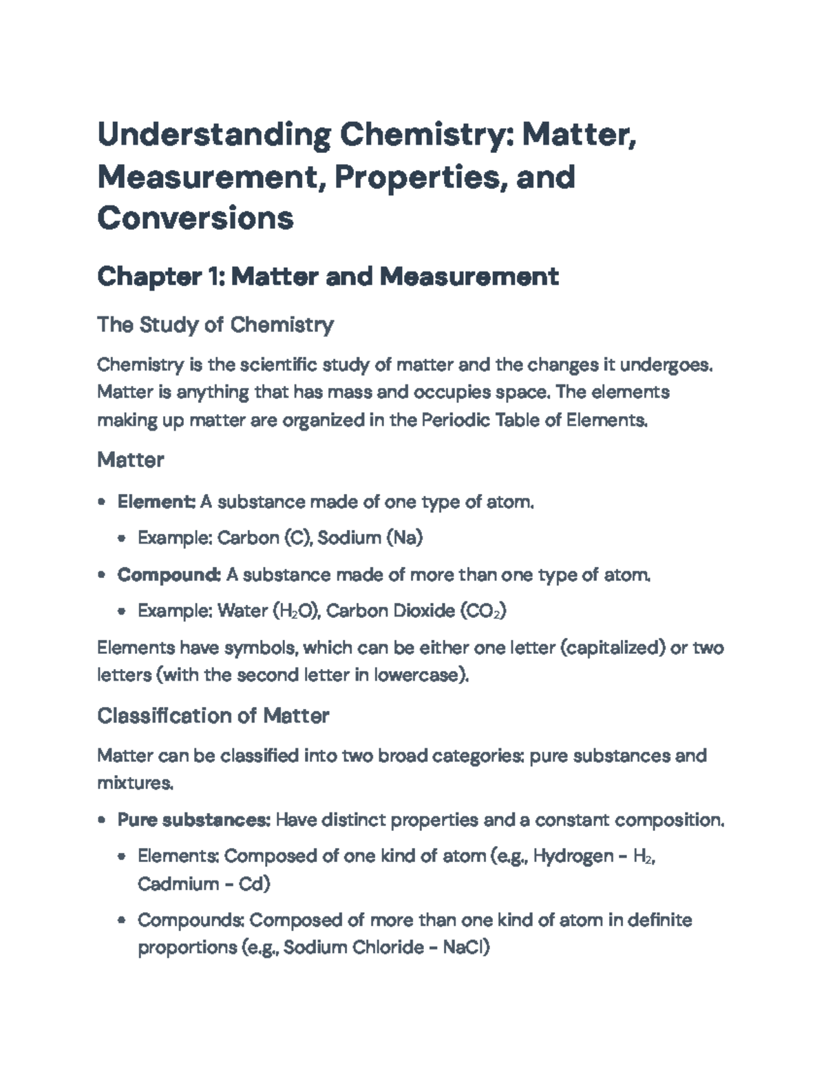 Understanding Chemistry: Matter, Measurement, and Conversion Basics ...