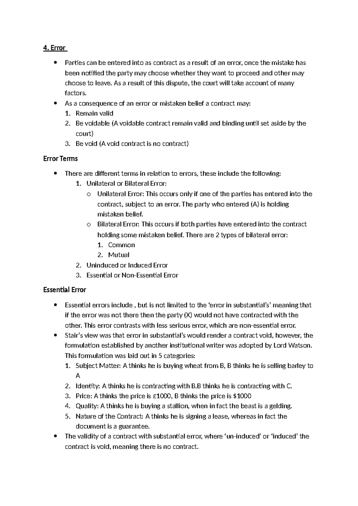 4. Error in Contract Law: Understanding Mistakes and Their Effects ...