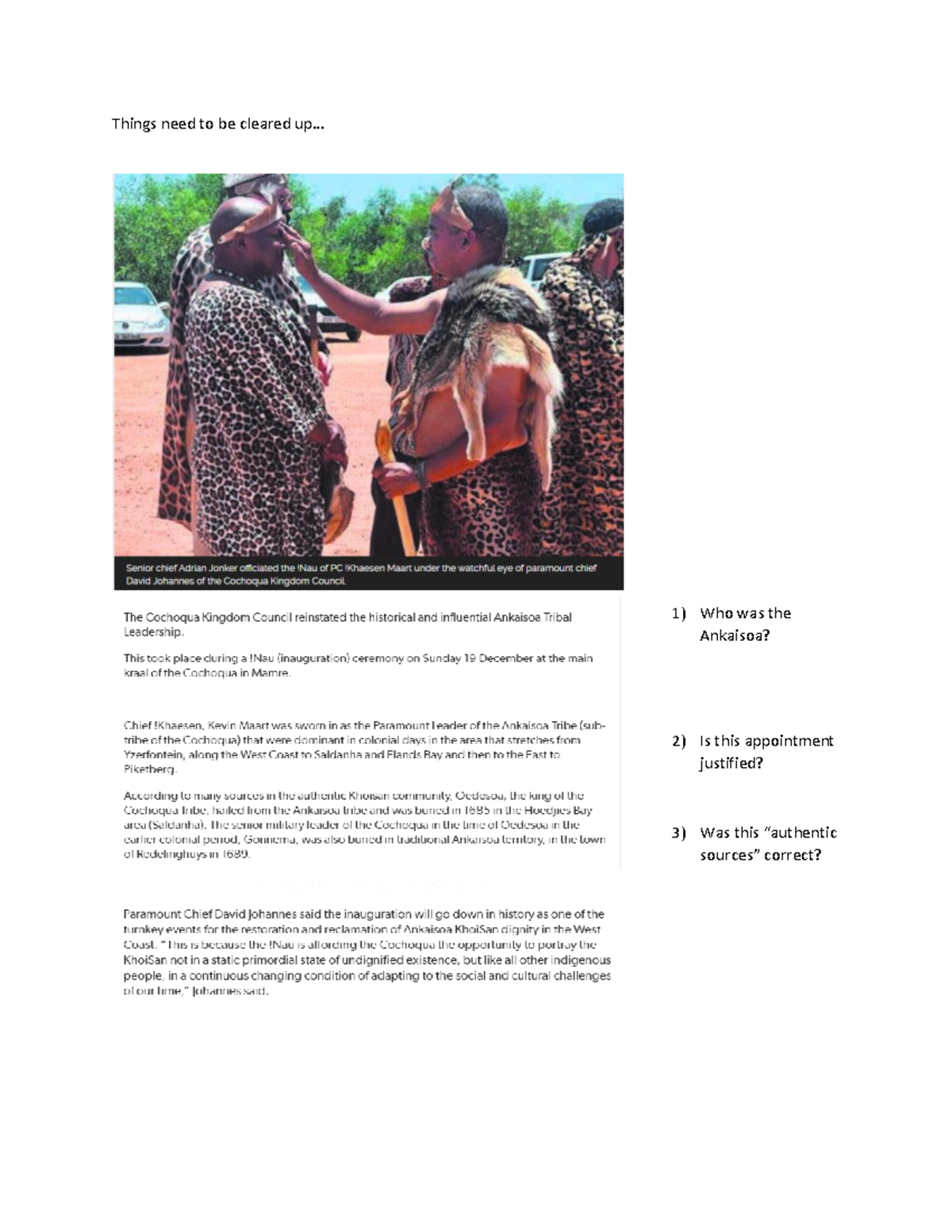 Clarifying Historical Context: Ankaisoa, Cochoqua, and Guriqua Analysis ...